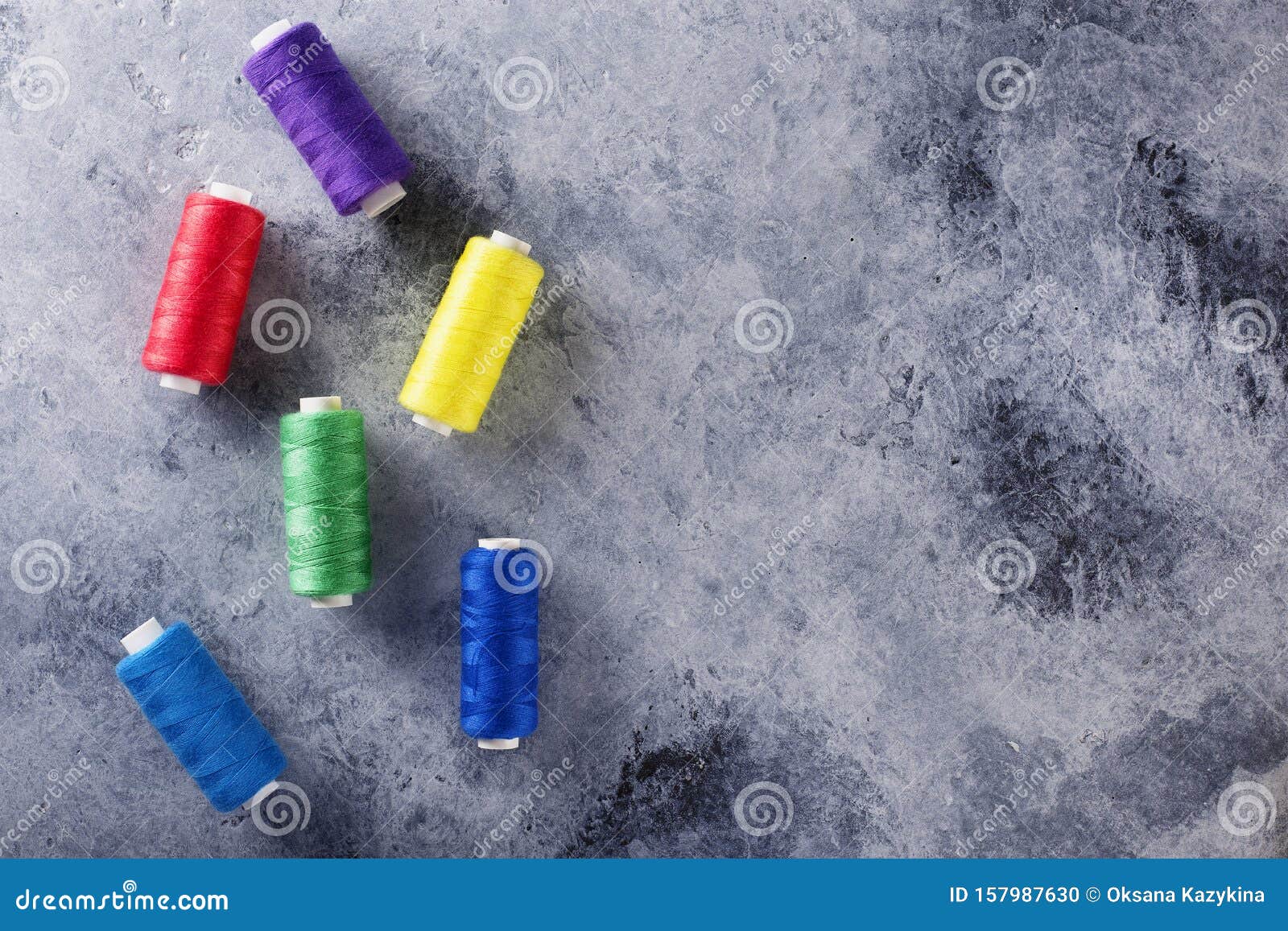 Colored Spools Sewing Thread. Top View for Designers Stock Photo ...