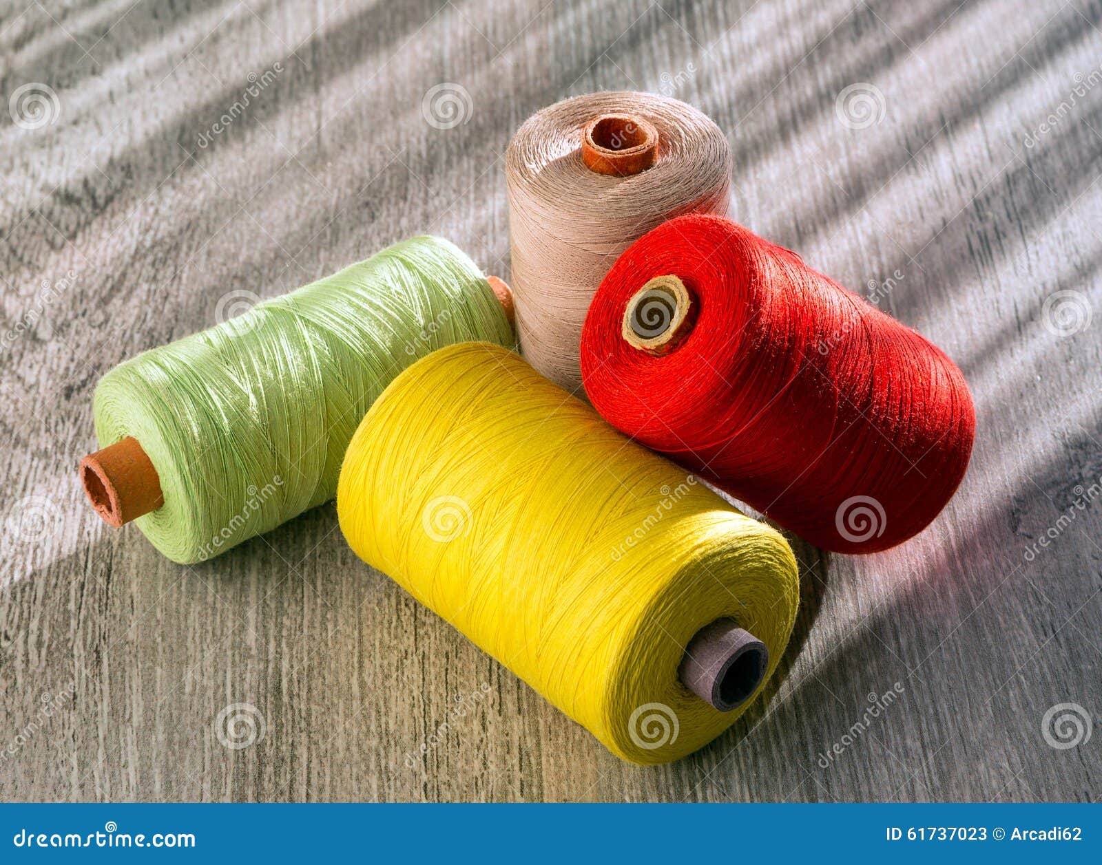 Colored Spools of Thread for Sewing, Top View Stock Image - Image of ...