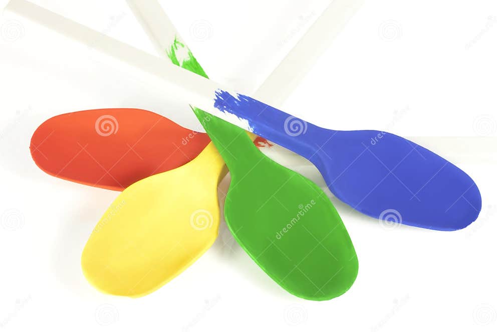 Colored spoons stock photo. Image of success, white, painting - 46255194