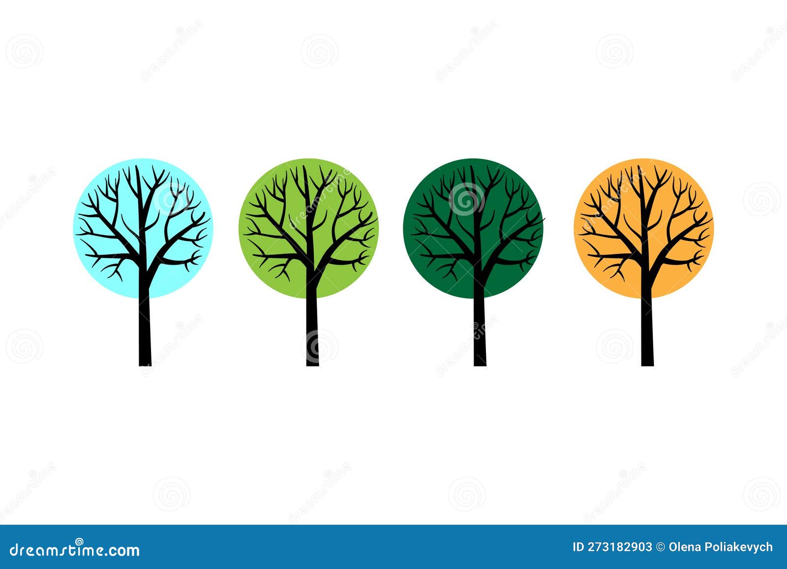 Colored Spot Trees for Banner Design. Summer Landscape Element. Vector ...