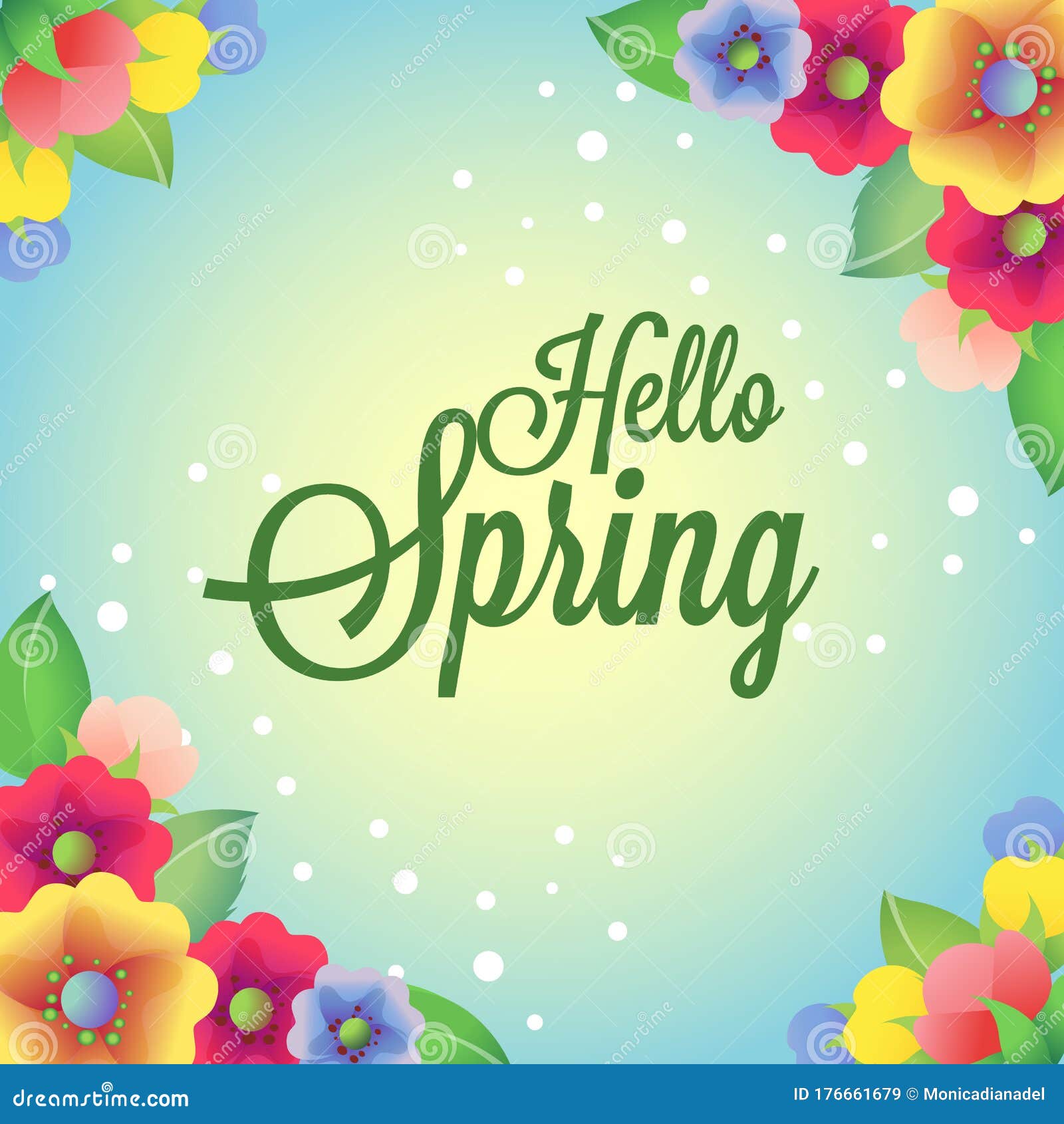 Colored Spring Flower Card Vivid Color Stock Vector - Illustration of ...