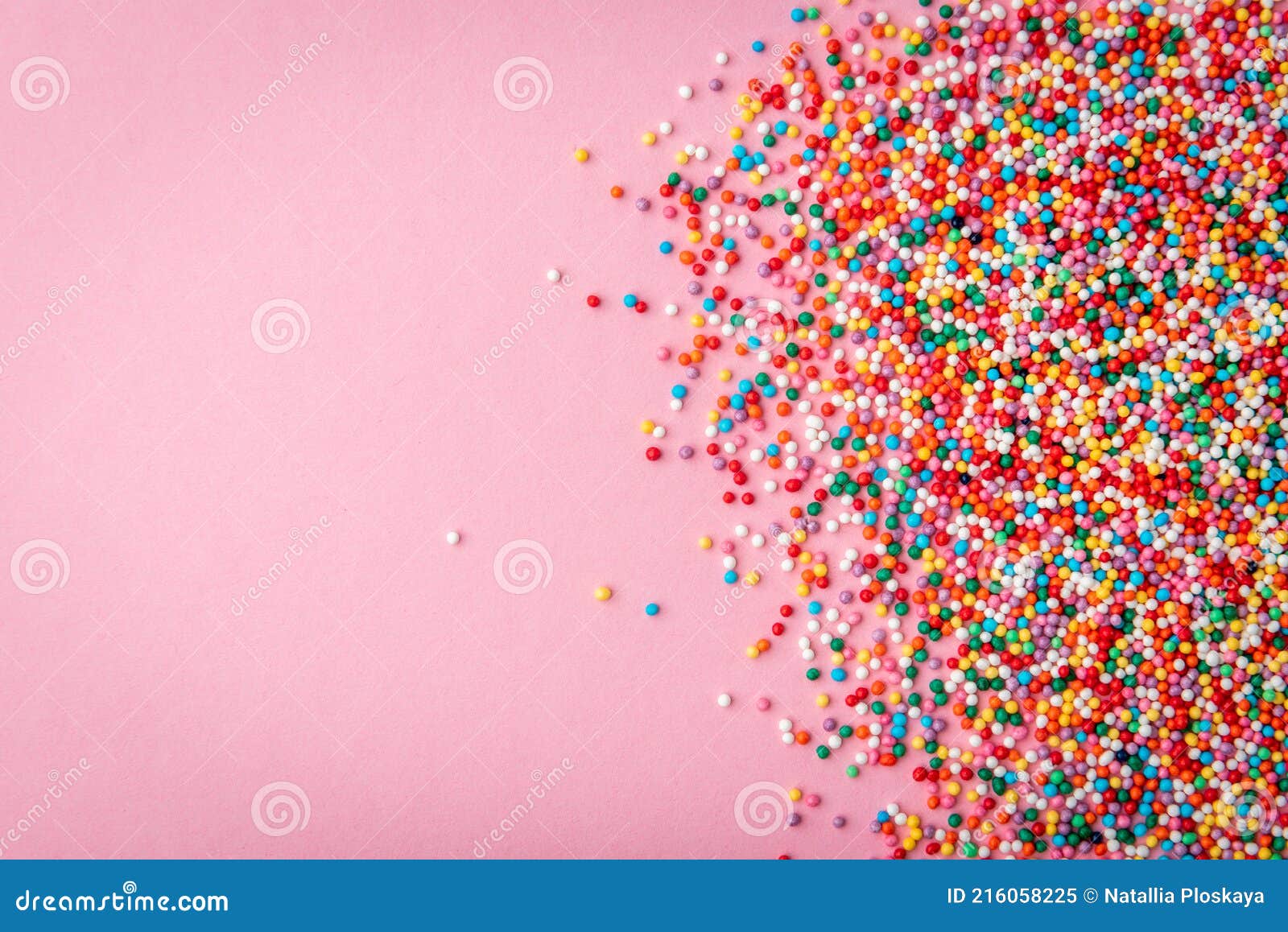 Colored Sprinkles on Pink Background. Stock Image - Image of design ...