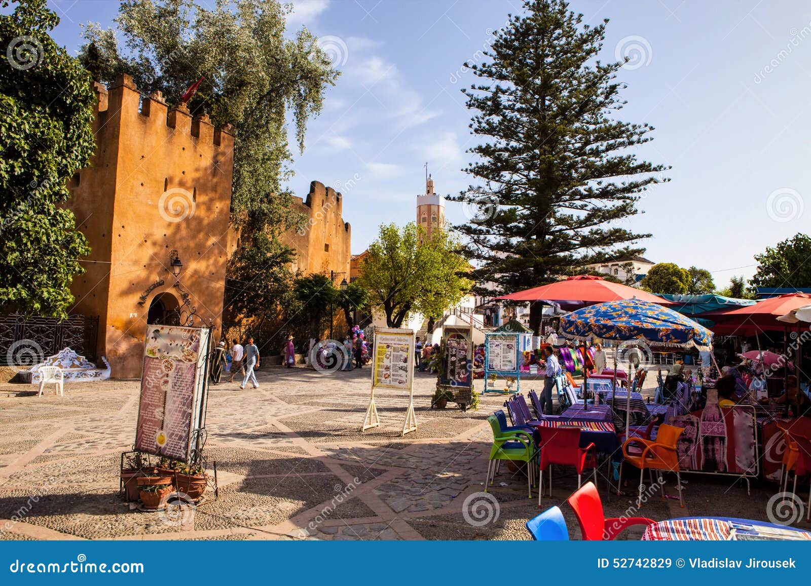 Colored Square in Front of the Mosque, Chefchaouen, Morocco Editorial ...