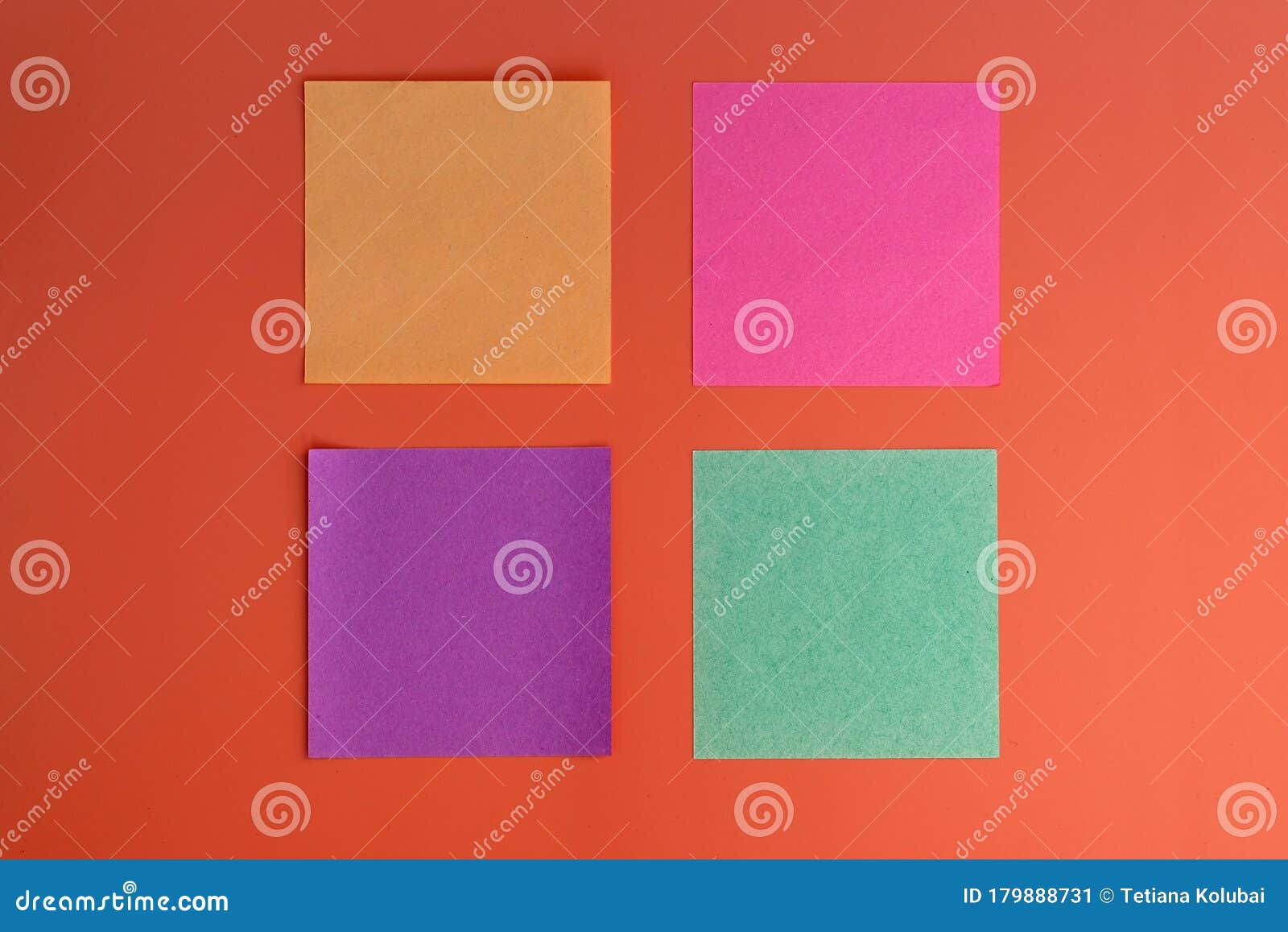 Colored Square Leaflets for Reminders Top View. Stock Image - Image of ...