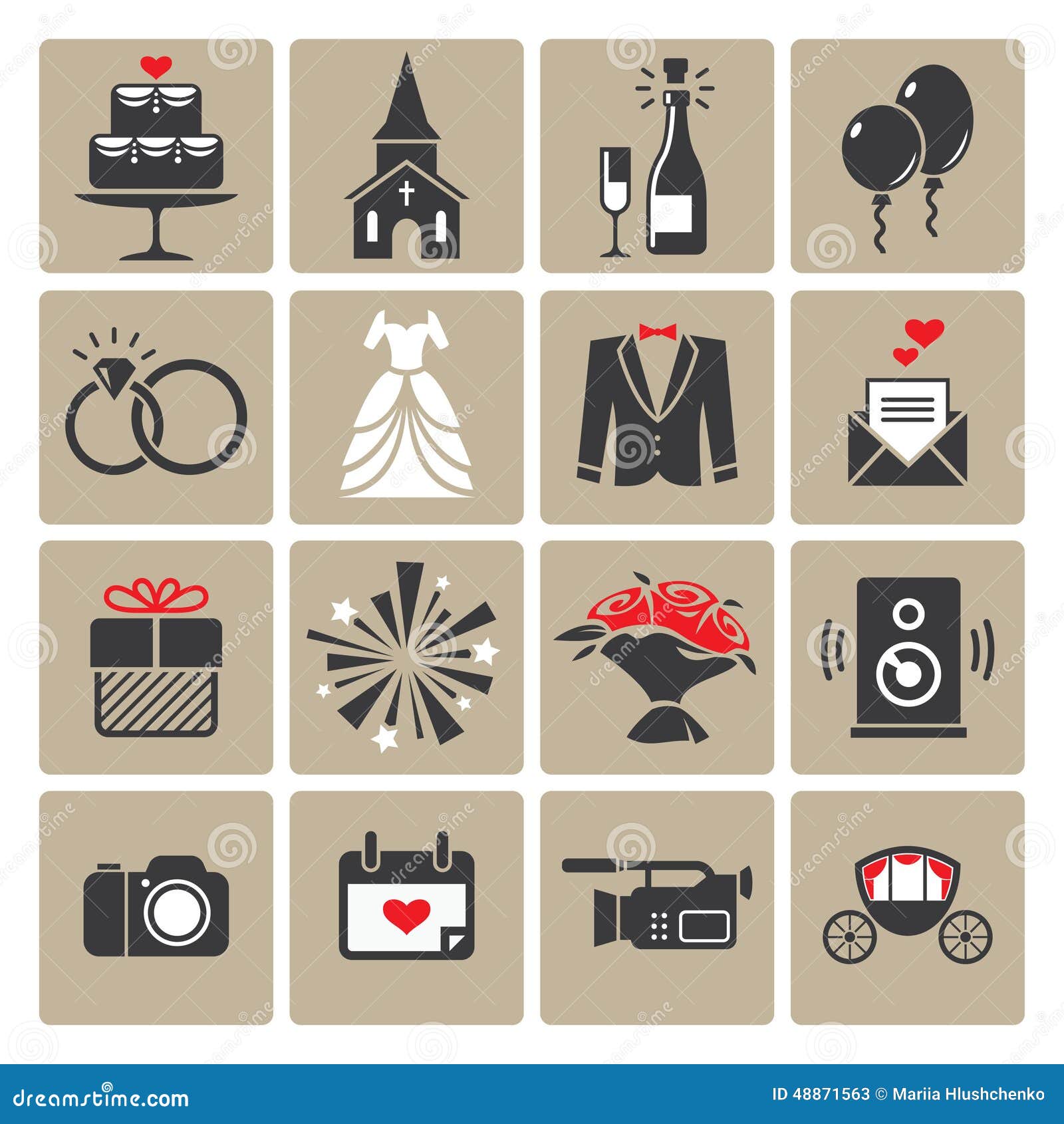 Wedding Icons. Wedding Icons Located Within The Heart On A Pink ...