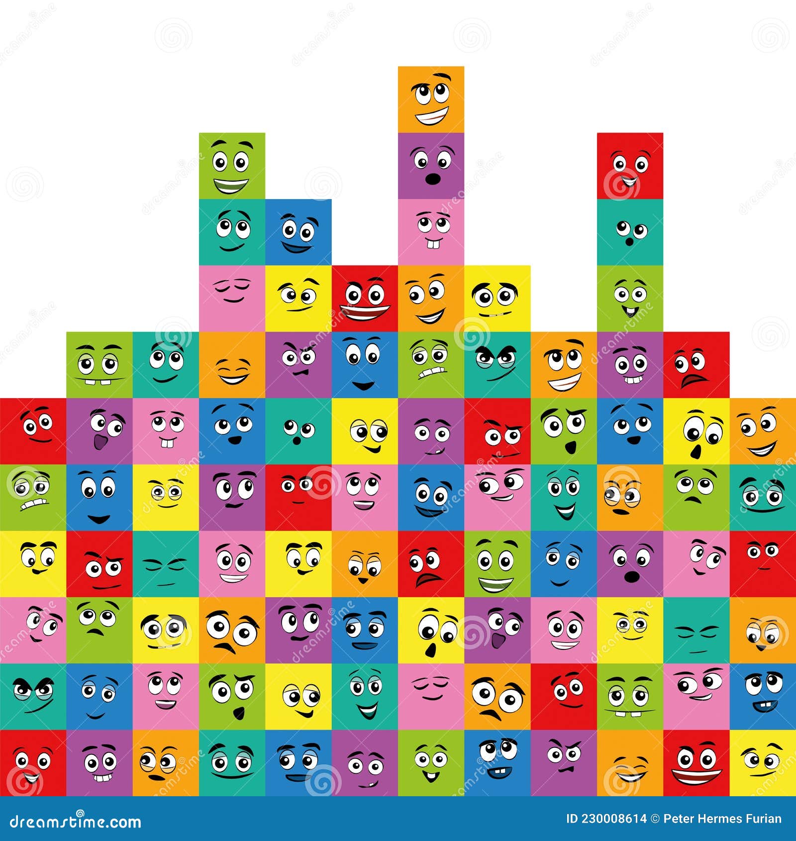 Colored Squares Comic Faces Funny Background Stock Vector ...