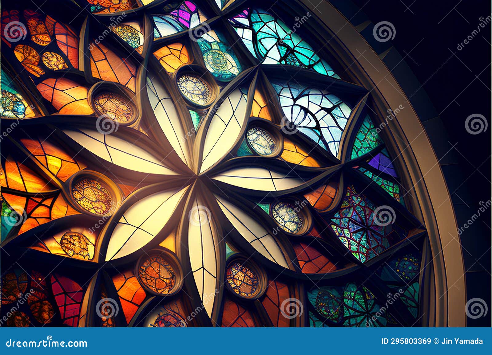 Colored Stained Glass Window in the Church. Computer Generated Graphics ...
