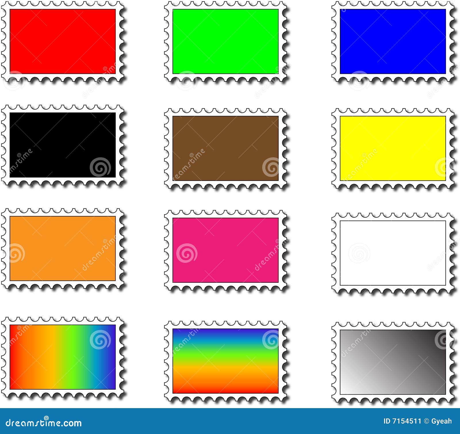 Colored stamps stock vector. Illustration of white, blue - 7154511