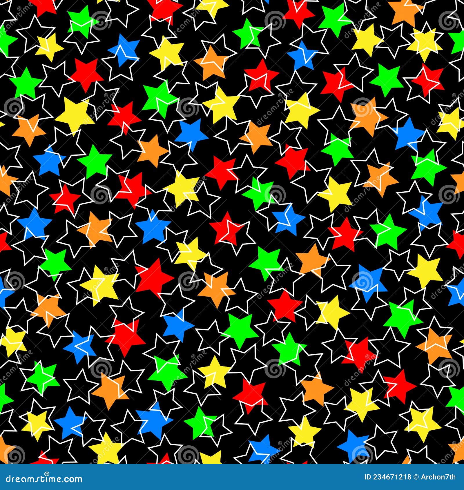 Colored Stars on Black Seamless Pattern Background Stock Vector ...