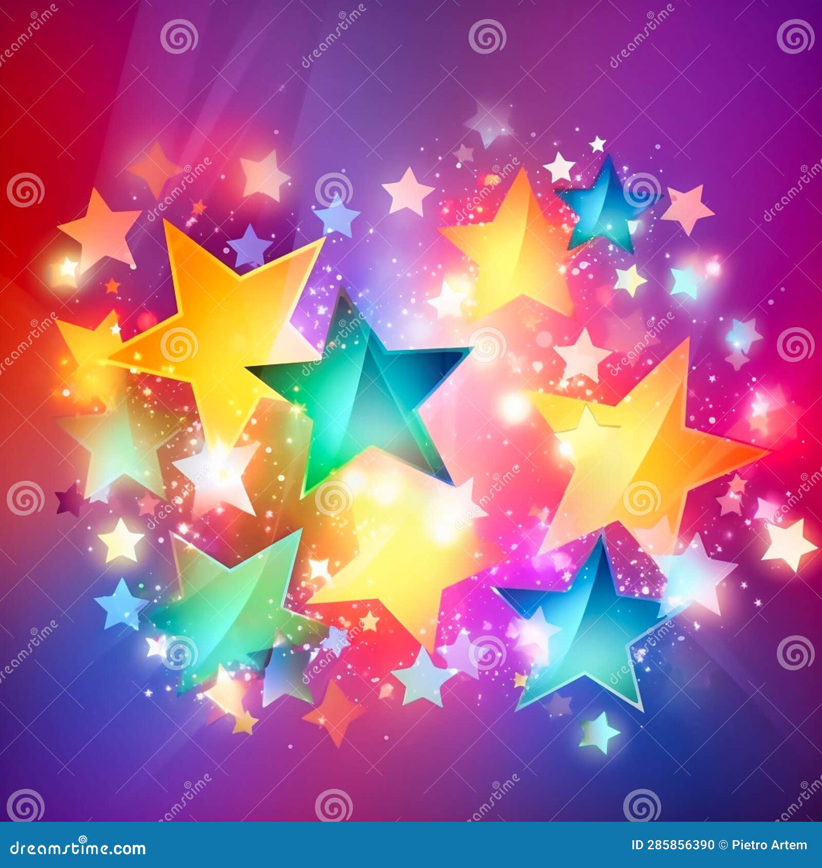 Colored Stars On A Shiny Background Bright Illustrations Generative Ai Stock Illustration