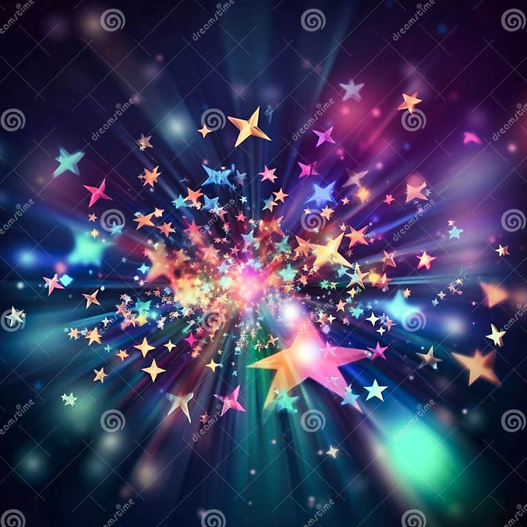 Colored Stars On A Shiny Background Bright Illustrations Generative Ai Stock Illustration