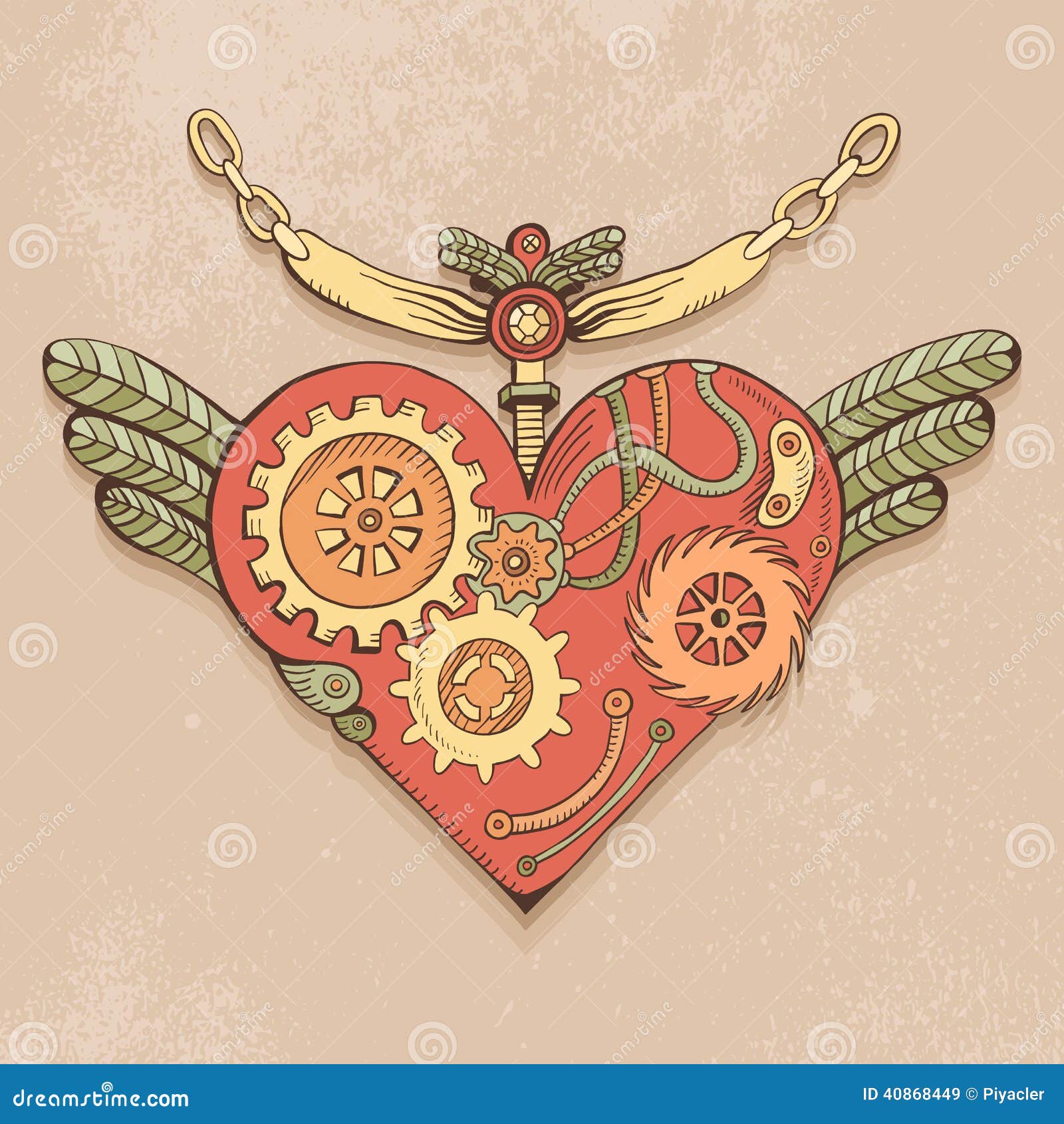Colored steampunk heart stock vector. Illustration of cyberpunk - 40868449