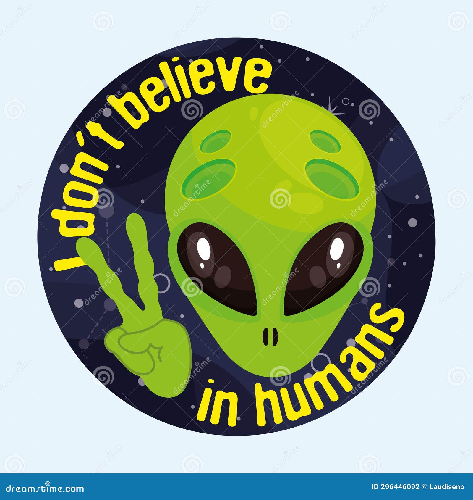 Colored Sticker with Alien Doing a Peace Gesture Vector Stock Vector ...