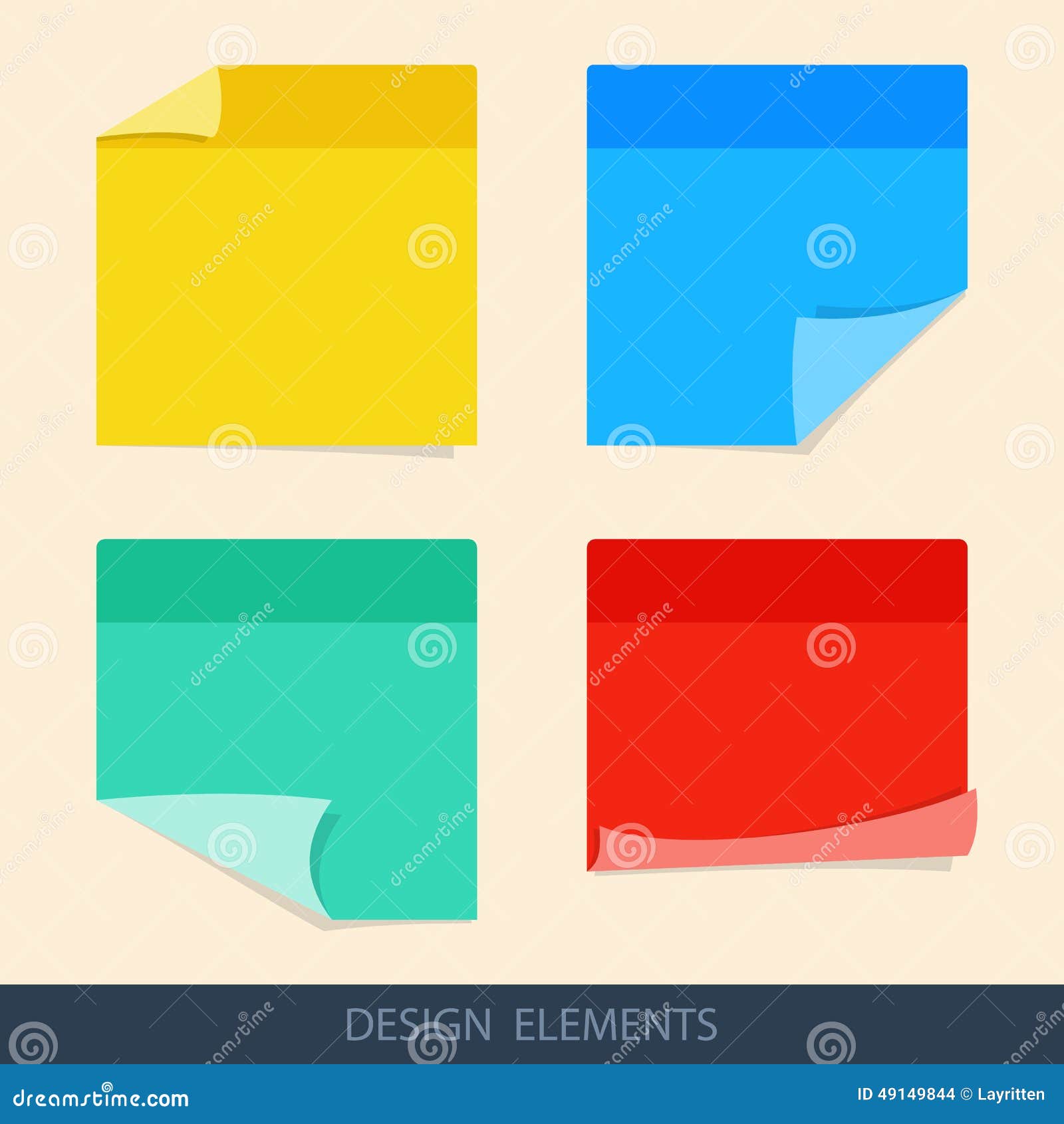 Colored Stickers, Paper for Notes in a Flat Style Stock Vector ...