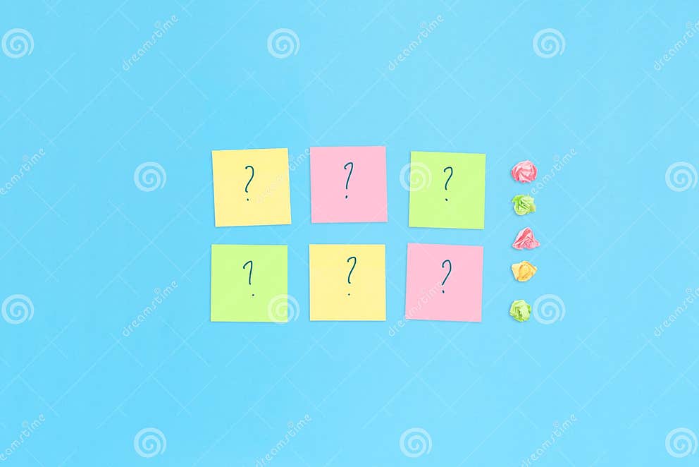 Colored Stickers with Question Marks Stock Photo - Image of blue ...