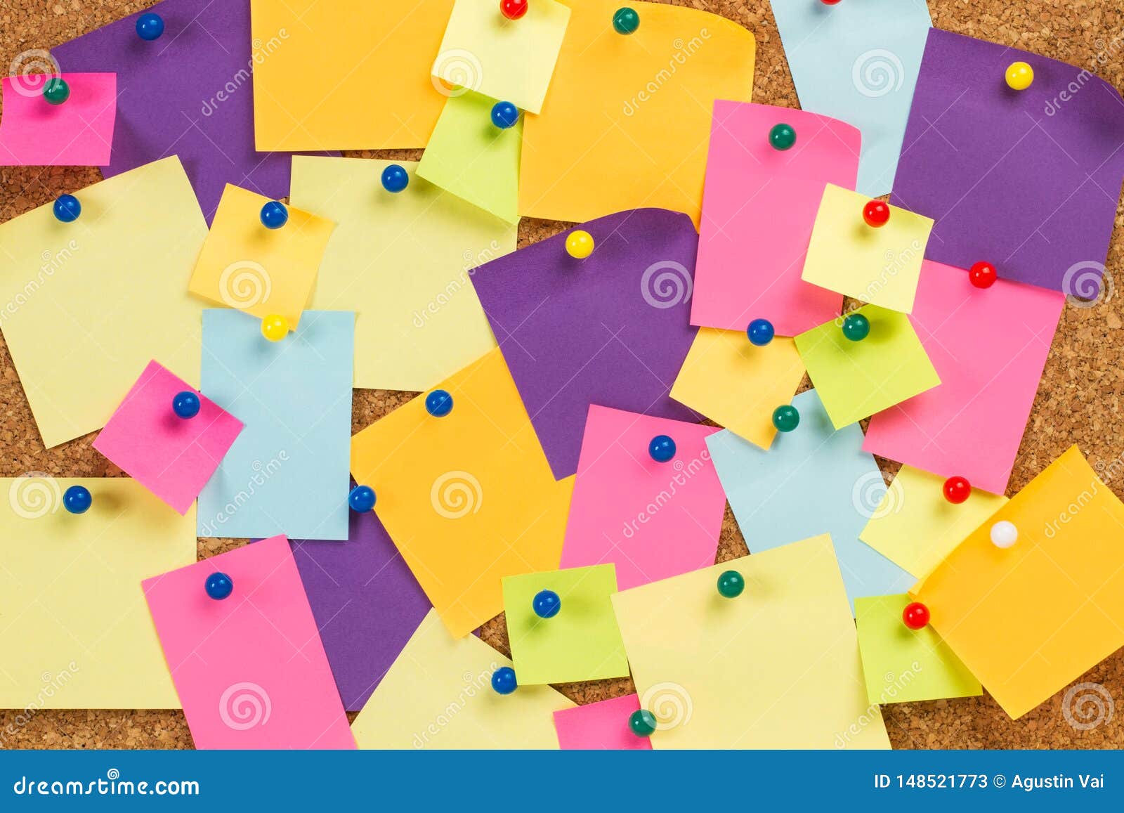 Sticky Notes Hanging on a Cork Board Stock Image - Image of sticky ...