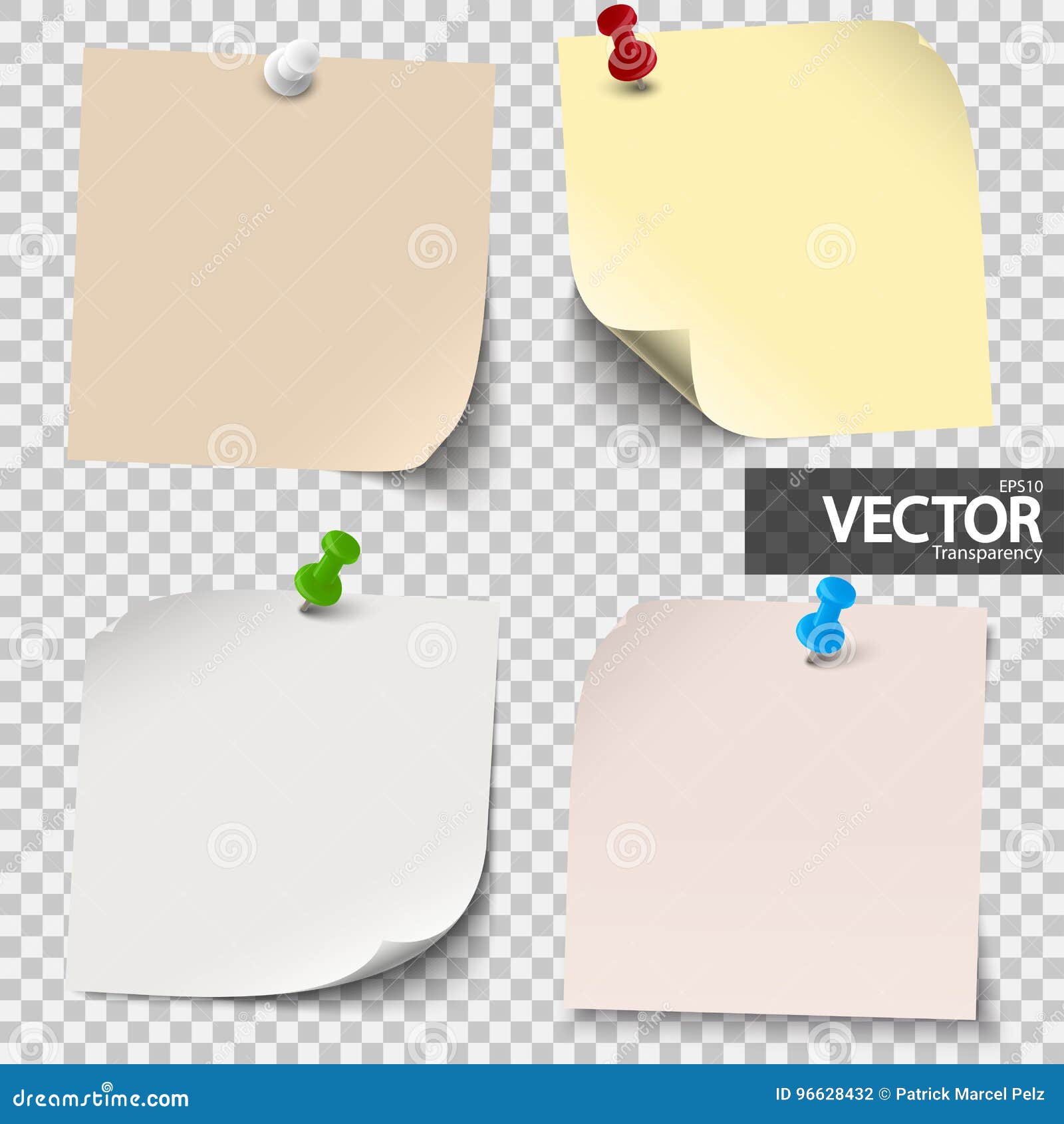 Colored Sticky Notes with Vector Transparency Stock Vector ...