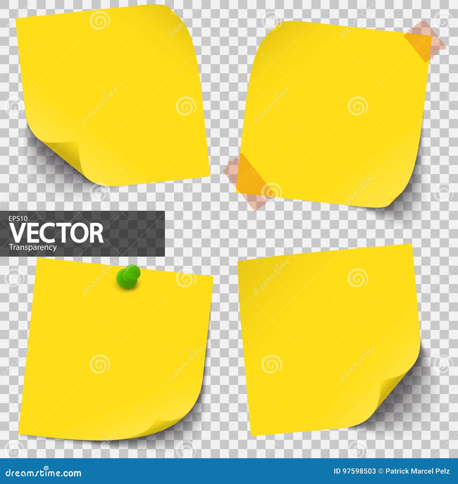 Colored Sticky Notes with Vector Transparency Stock Vector ...