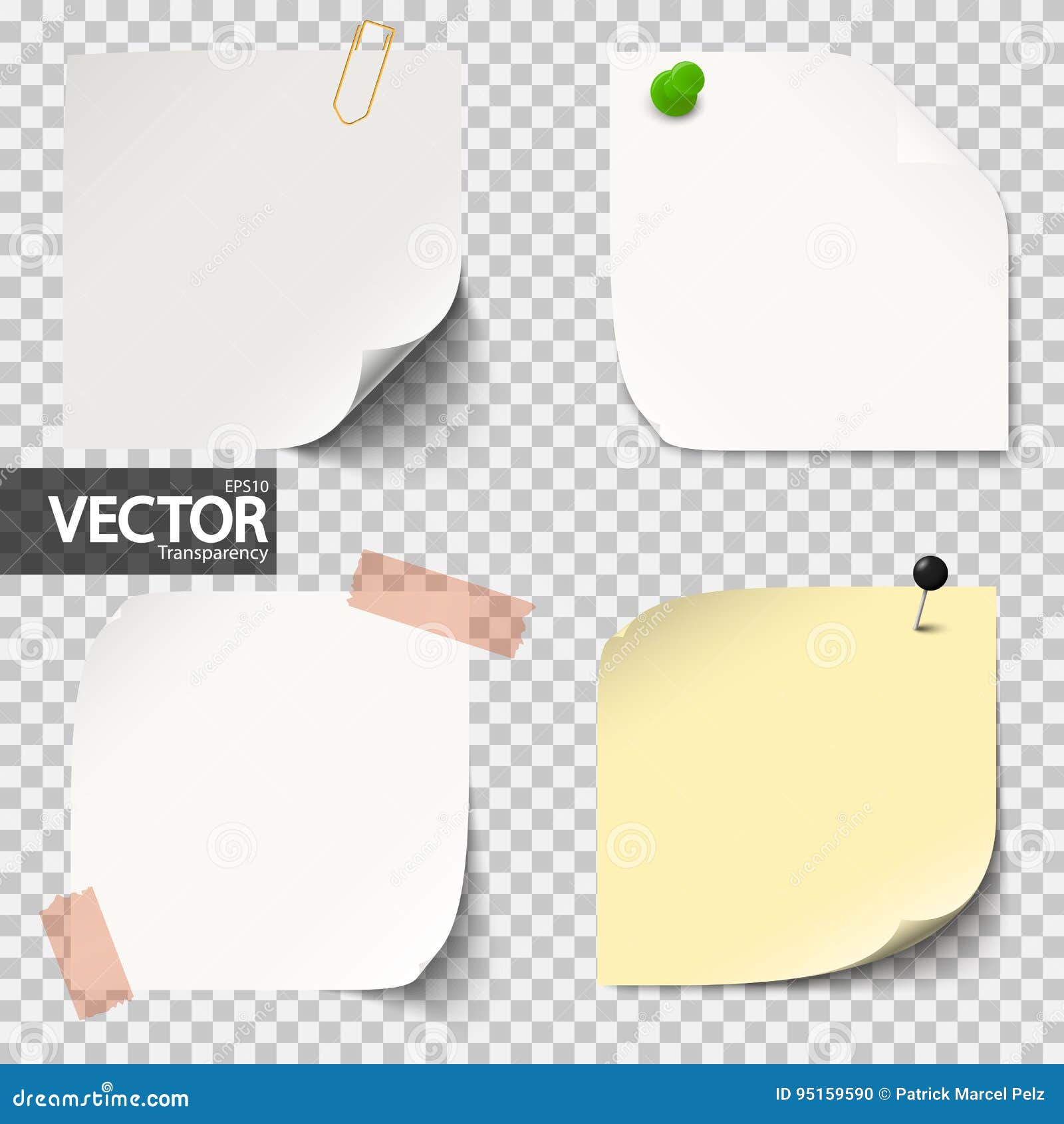 Colored Sticky Papers with Vector Transparency Stock Vector ...