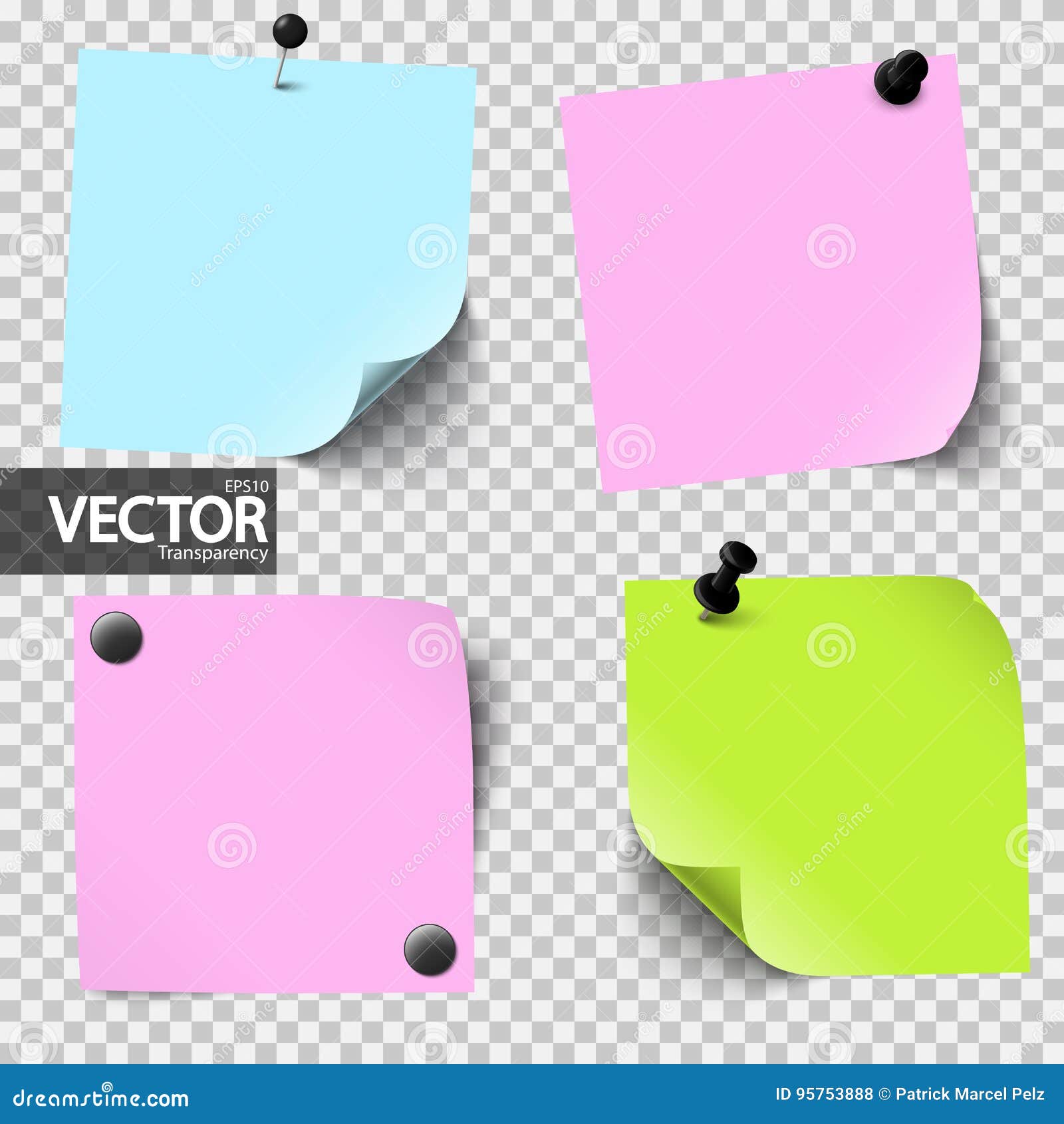 Colored Sticky Papers with Vector Transparency Stock Vector ...