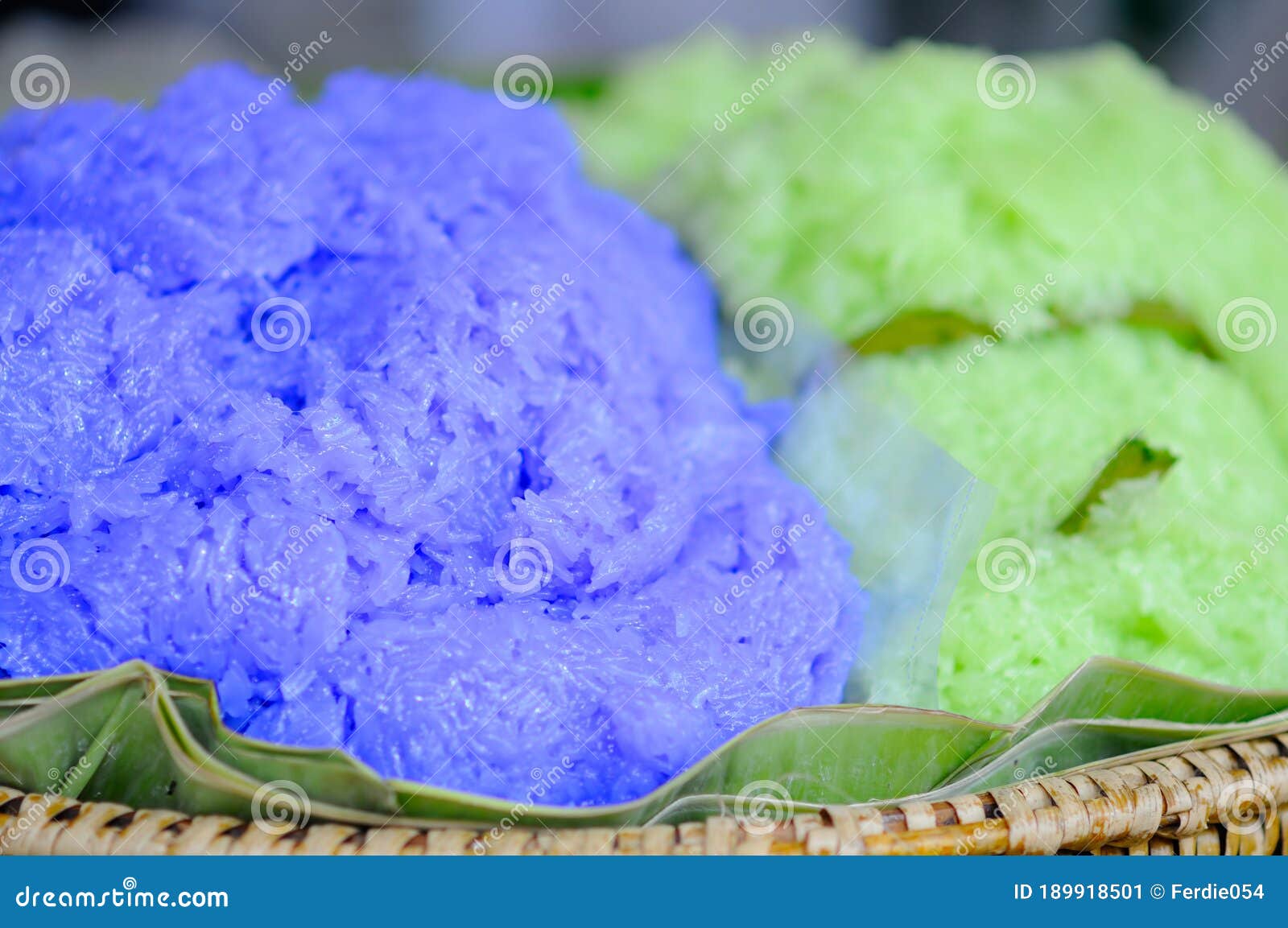 Colored Sticky Rice on Banana Leaves Stock Image - Image of nutrition ...