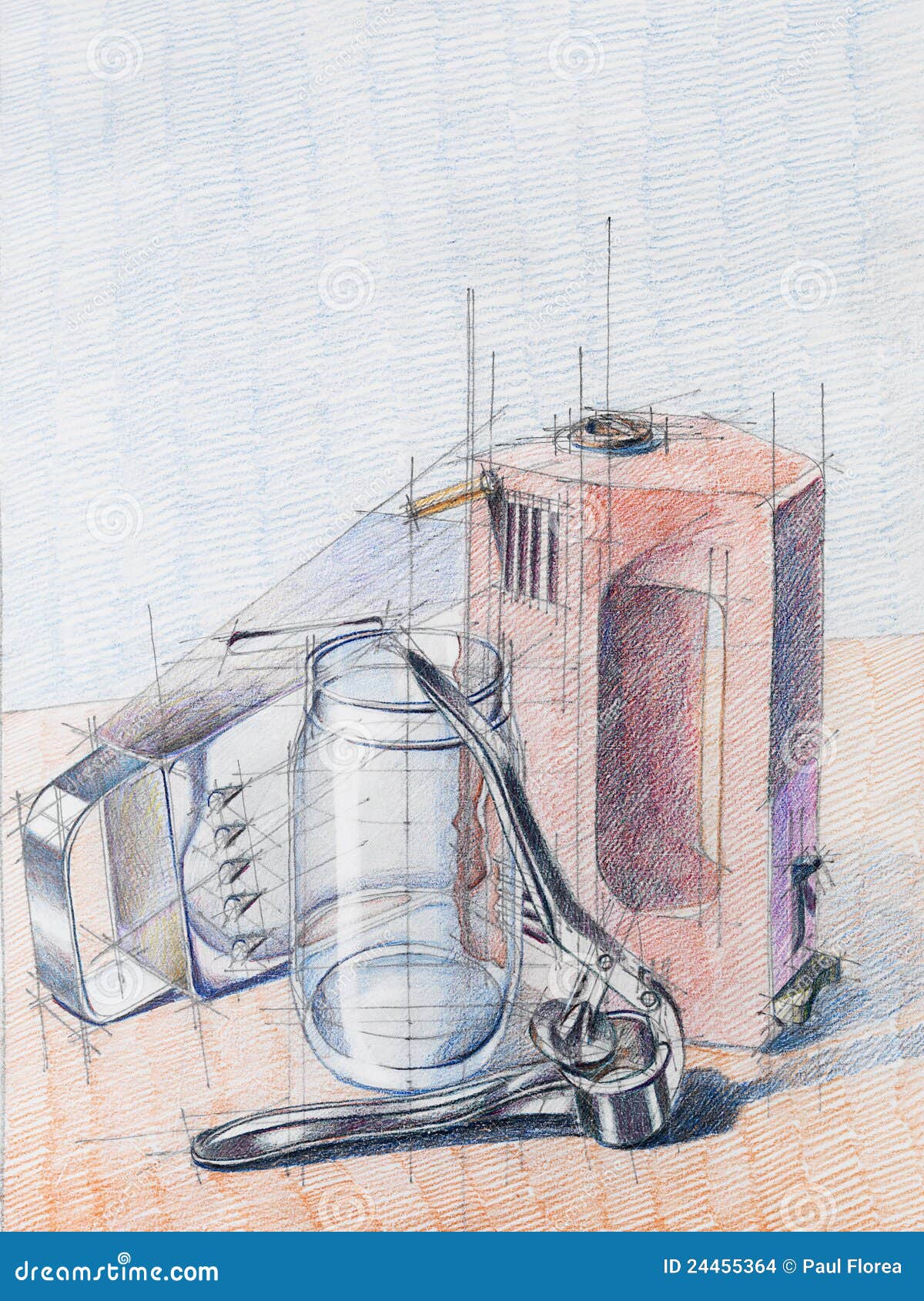 Colored Still Life Study on Object Composition Stock Illustration ...