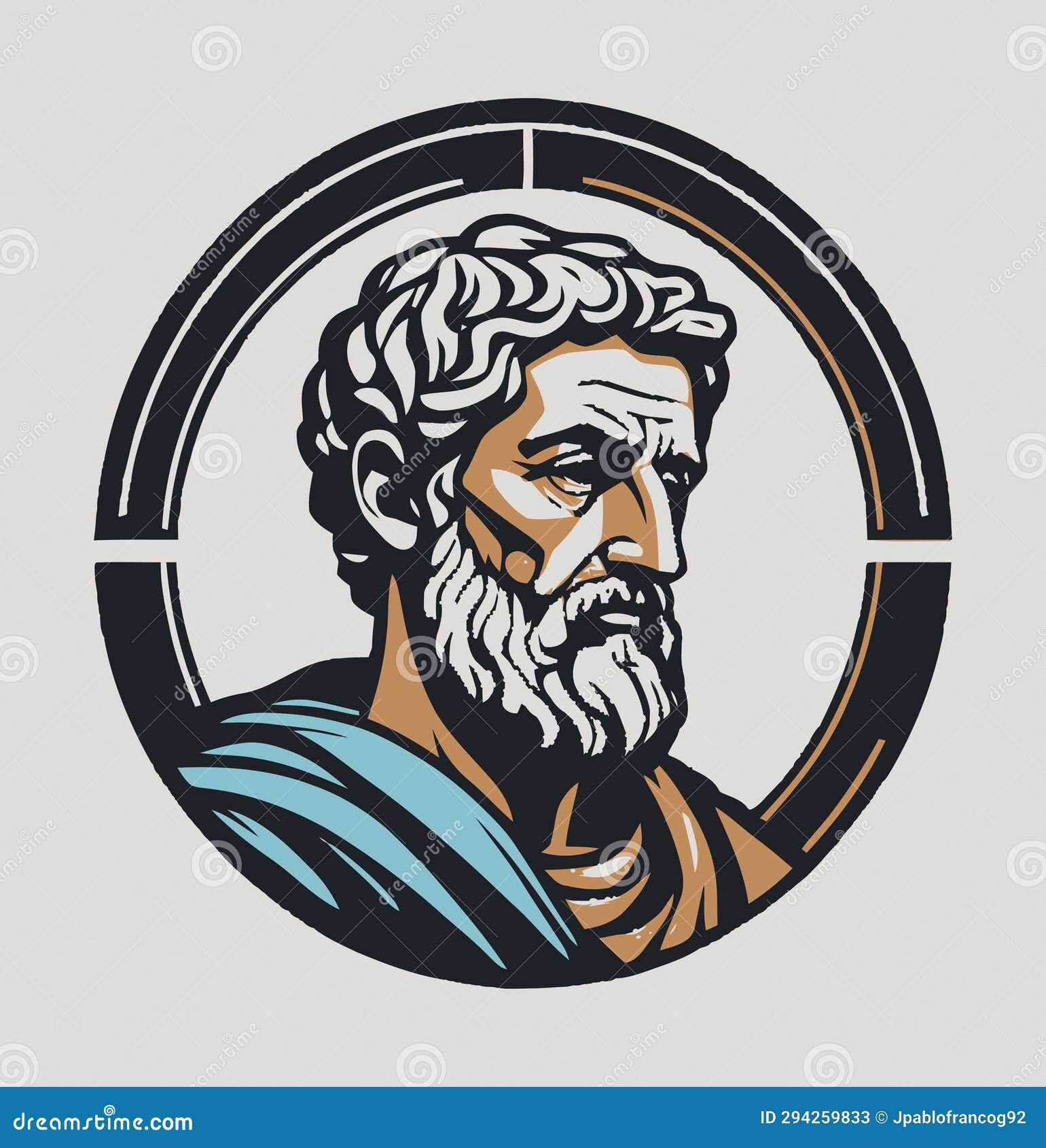 Colored Stoic Man Badge To Use in Current Projects Stock Vector ...