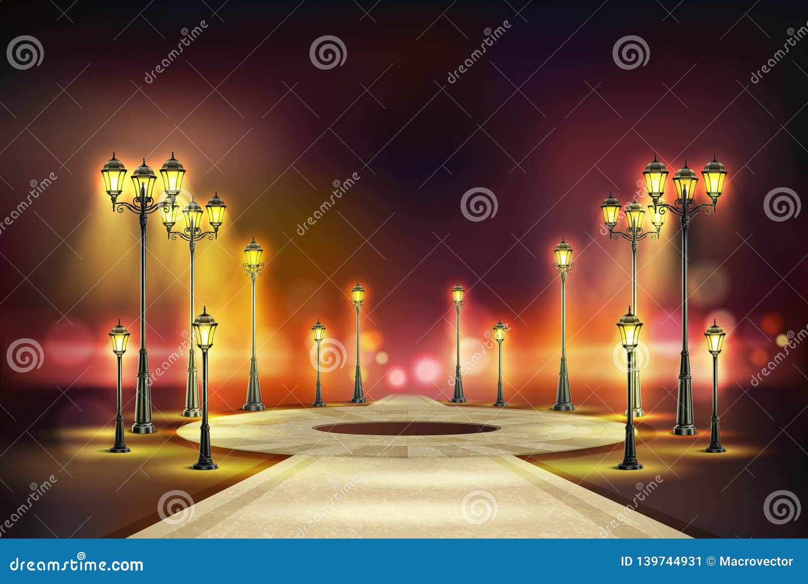 Colored Street Lights Realistic Composition Stock Vector - Illustration ...