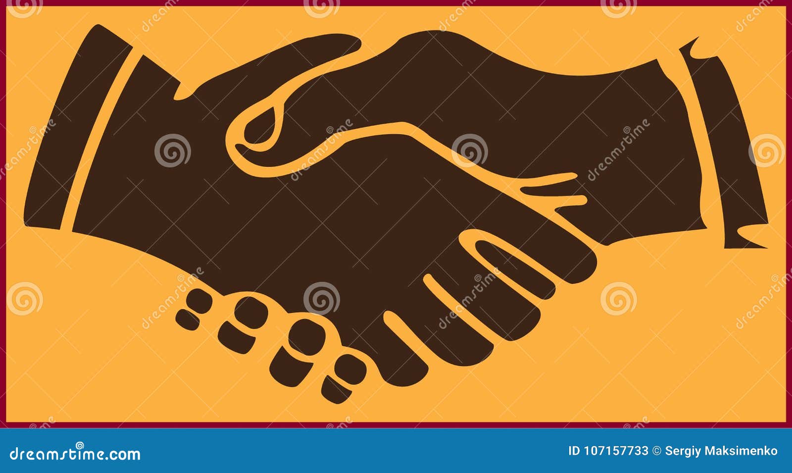 HANDSHAKE on the YELLOW BACKGROUND Stock Illustration - Illustration of ...