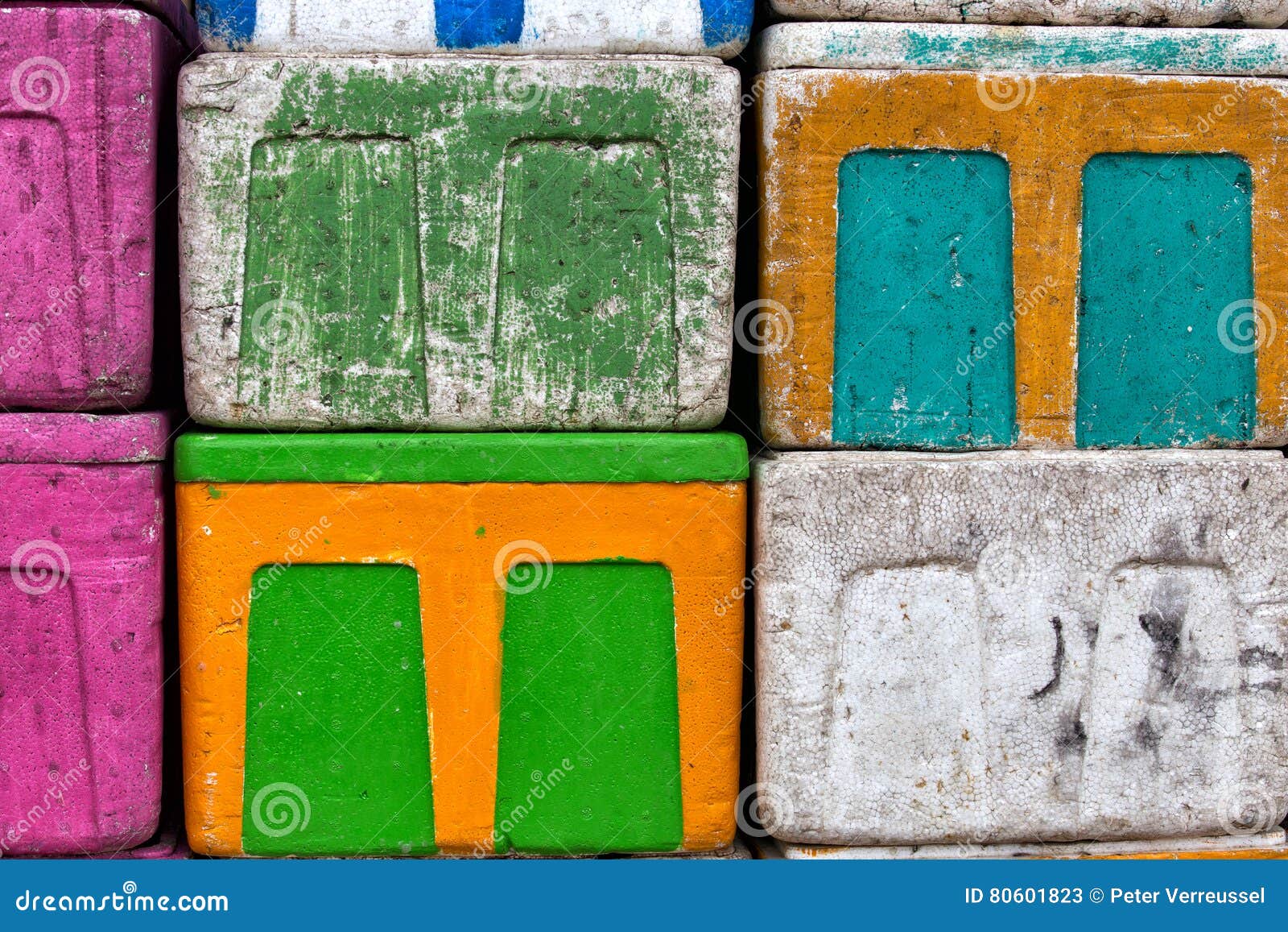 Colored styrofoam boxes stock image. Image of colorful - 80601823