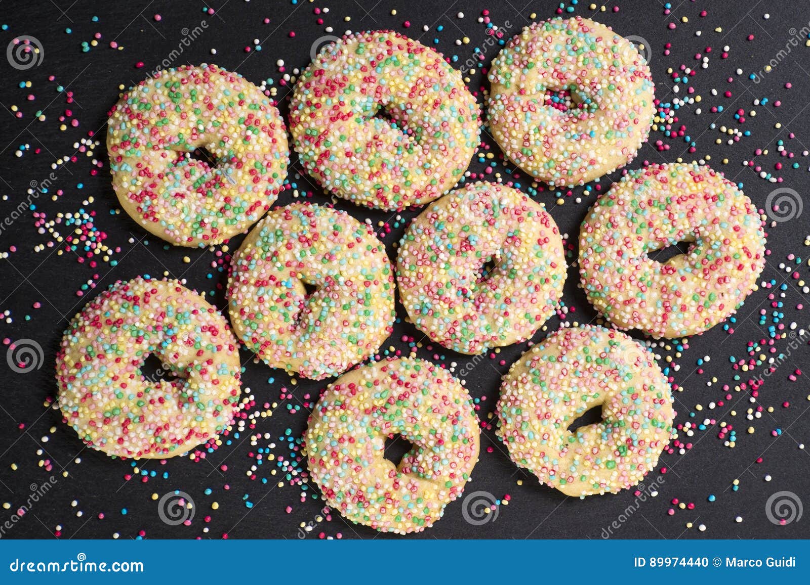 Colored sugar biscuits stock photo. Image of tasty, food - 89974440