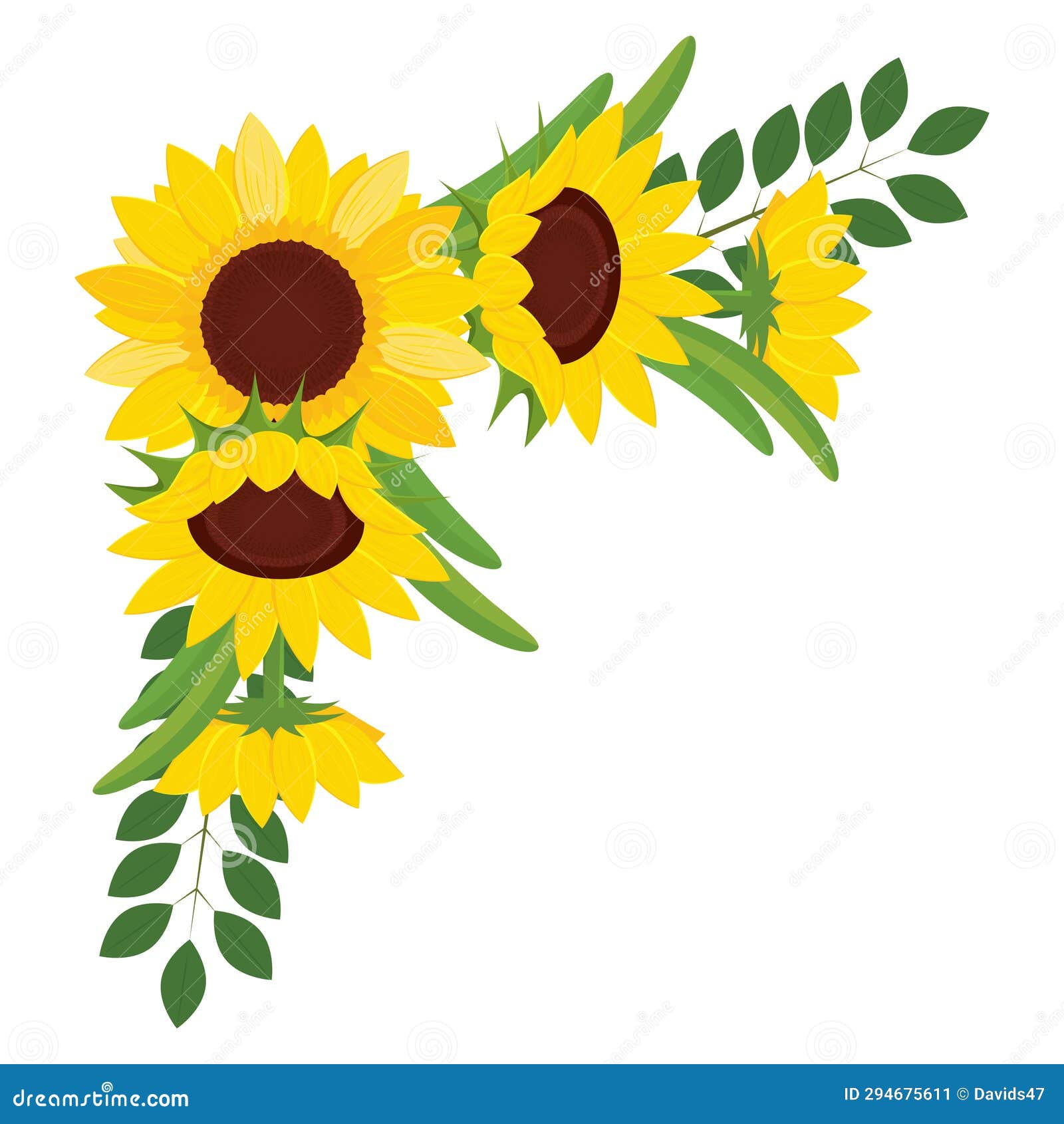Colored Sunflower Border Flower Border Vector Stock Vector ...
