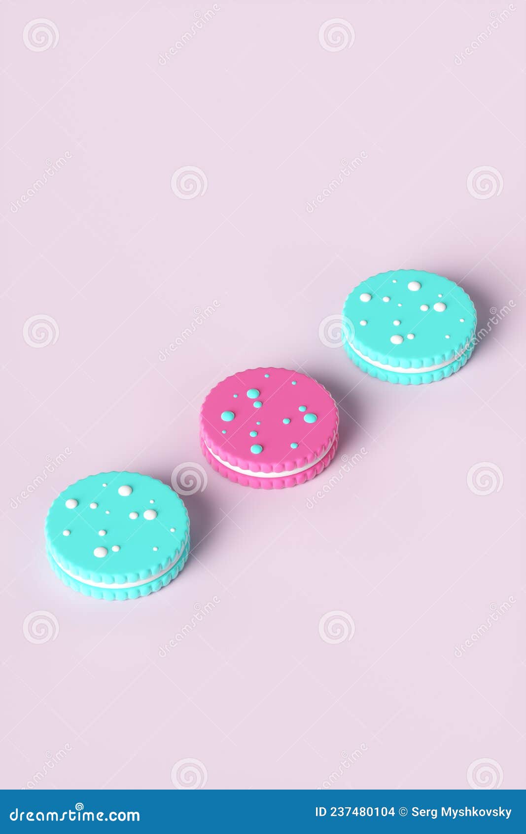 Colored Sweet Cookies on a Pink Background. Stock Illustration ...