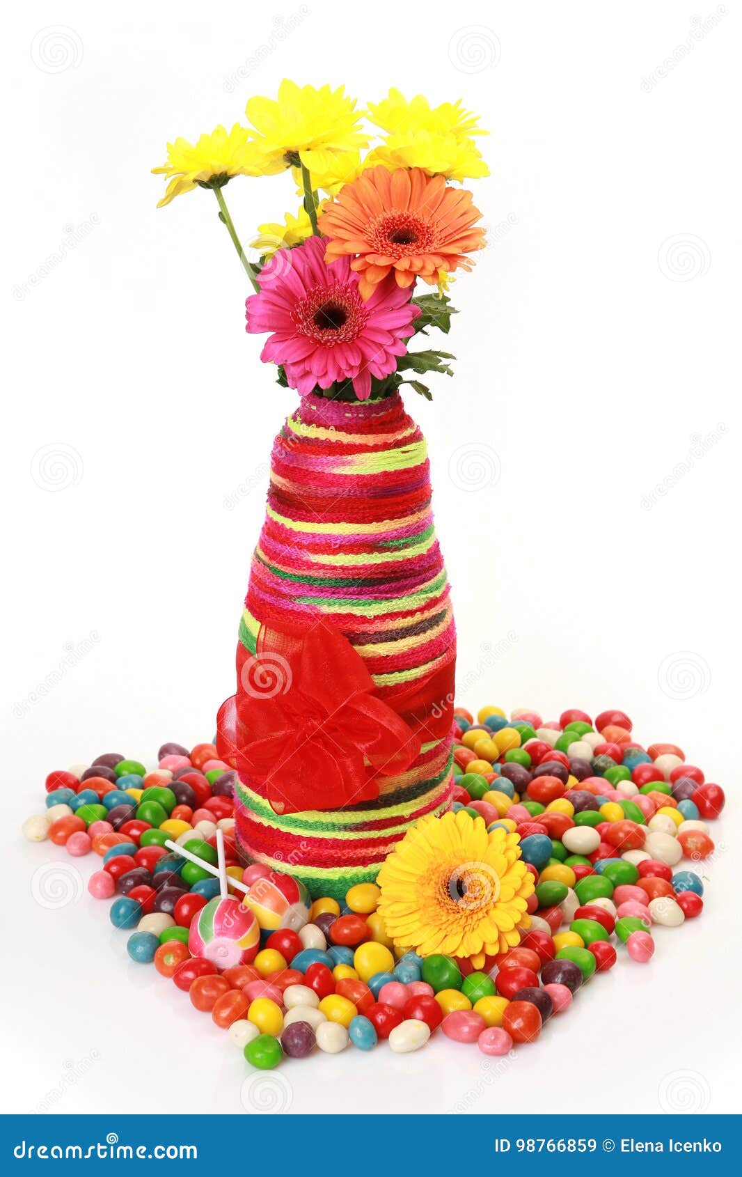 Colored sweets and flowers stock image. Image of delicacy - 98766859