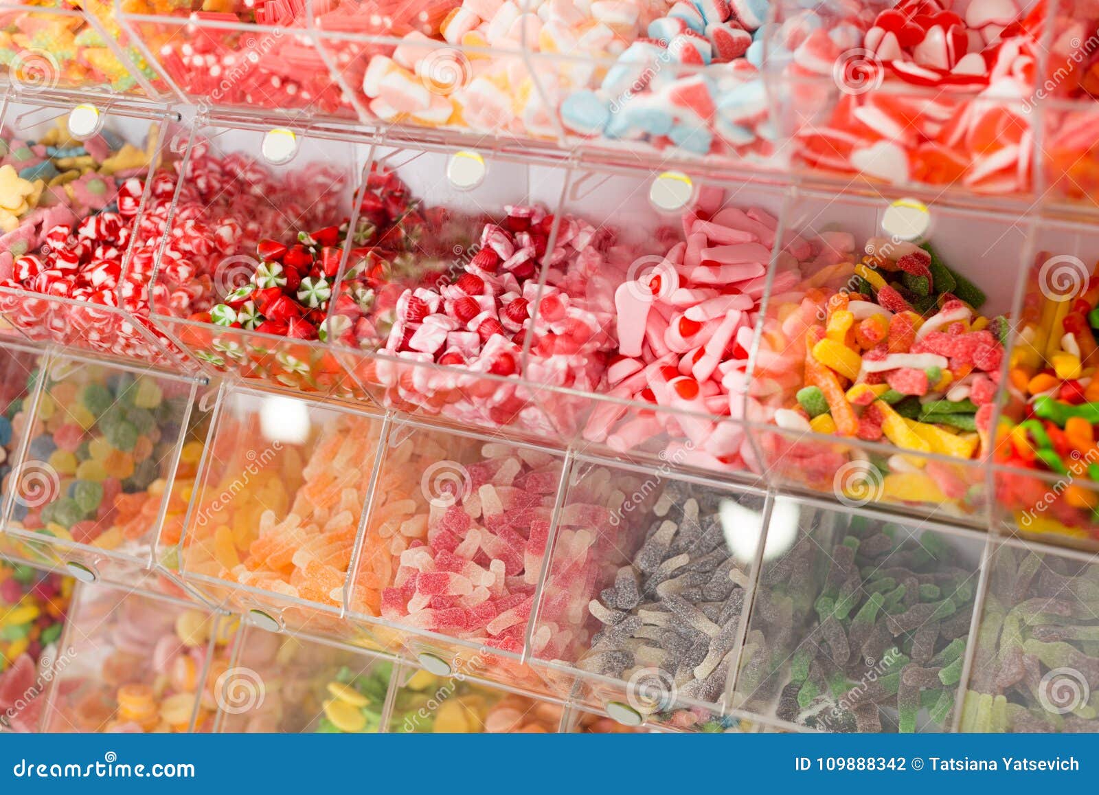 Colored Sweets on the Store Shelves Stock Photo - Image of snack ...