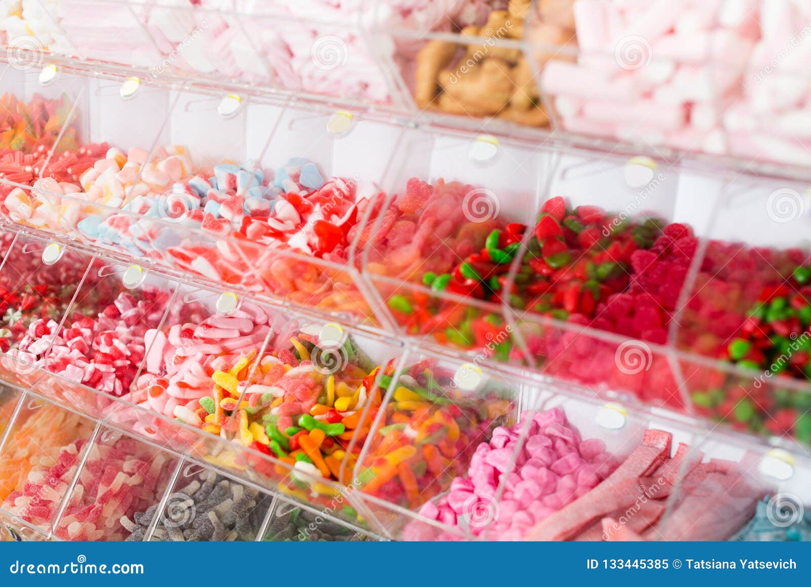 Colored Sweets on the Store Shelves Stock Image - Image of round, green ...