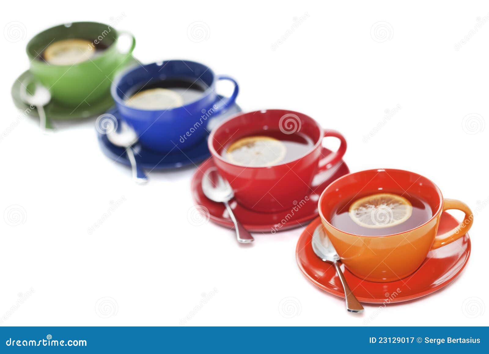 Colored tea cups stock image. Image of dish, dessert - 23129017