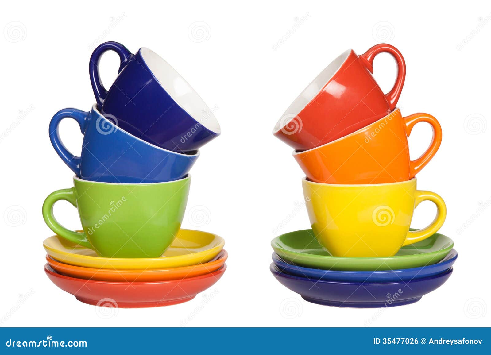 Colored Tea Cups and Saucers. Stock Photo - Image of multi, preparation ...