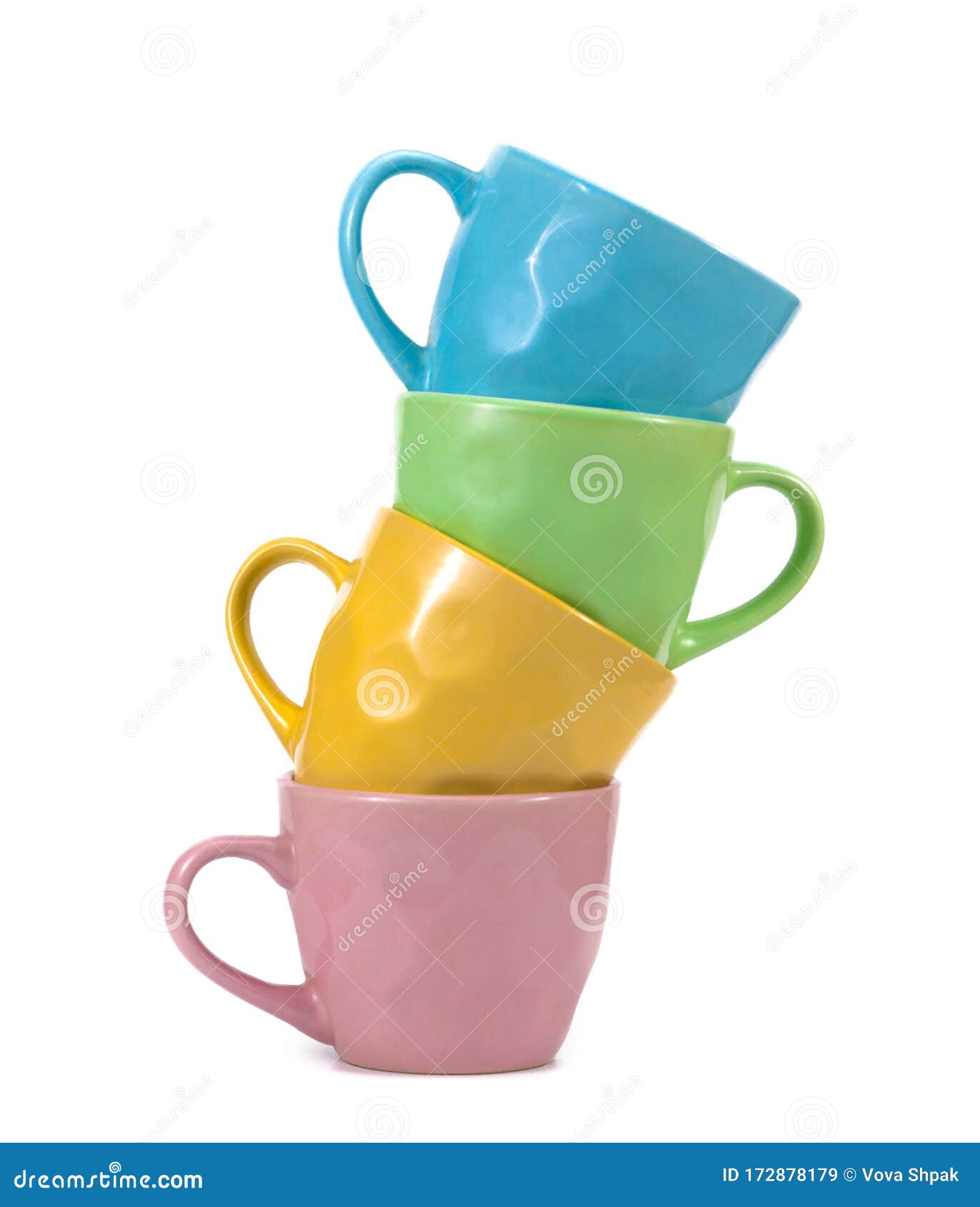 Colored Tea Cups and Saucers. Stock Image - Image of bright, cups ...