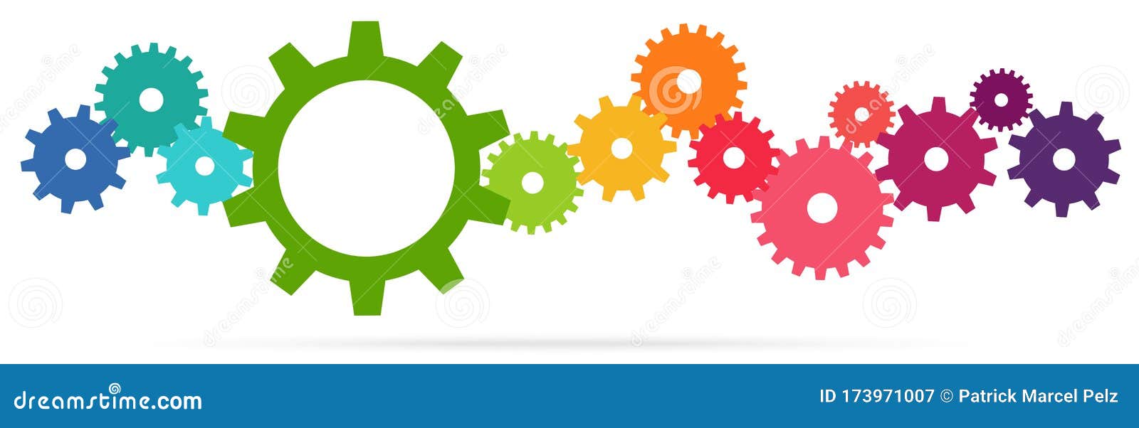 Colored team work gears stock vector. Illustration of organization ...