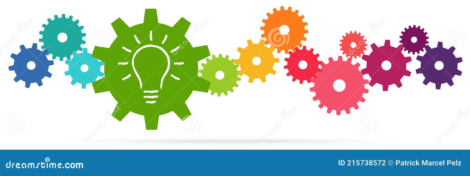 Colored Team Work Gears with Light Bulb Stock Vector - Illustration of ...