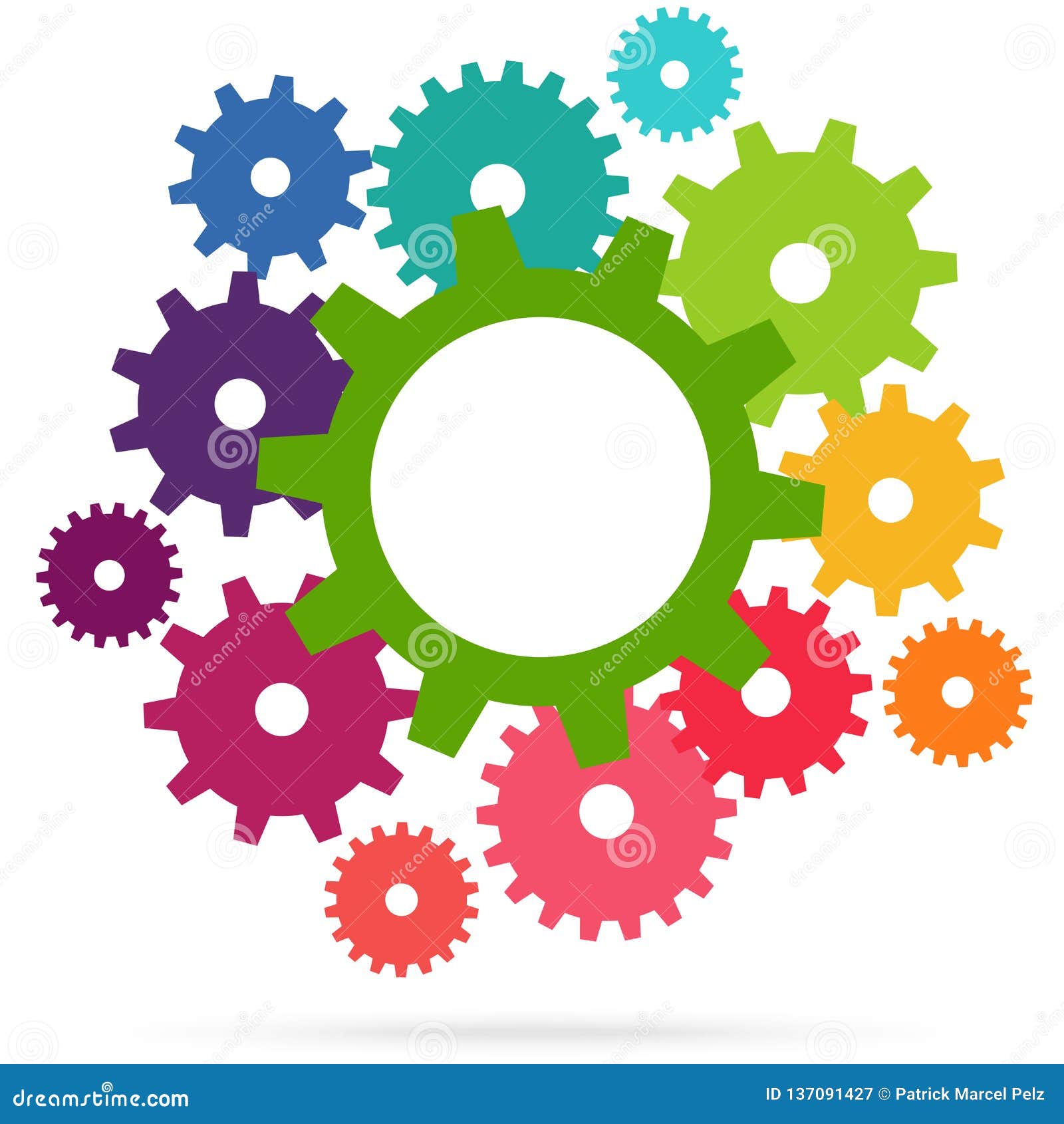 Colored teamwork gears stock vector. Illustration of inspiration ...