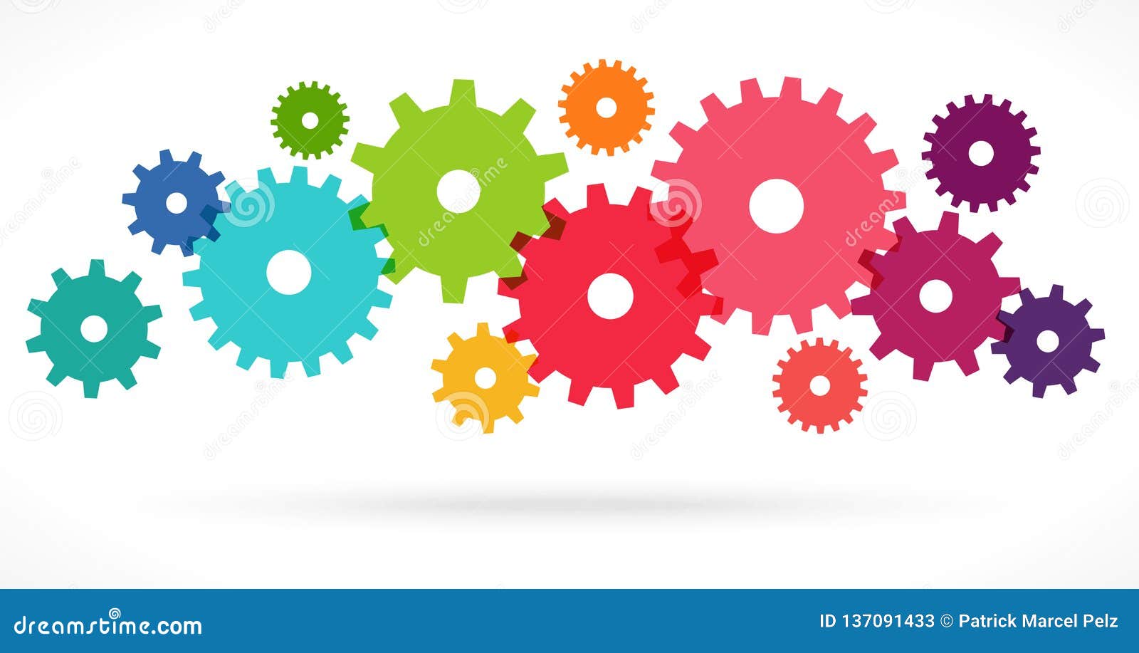 Colored teamwork gears stock vector. Illustration of challenge - 137091433