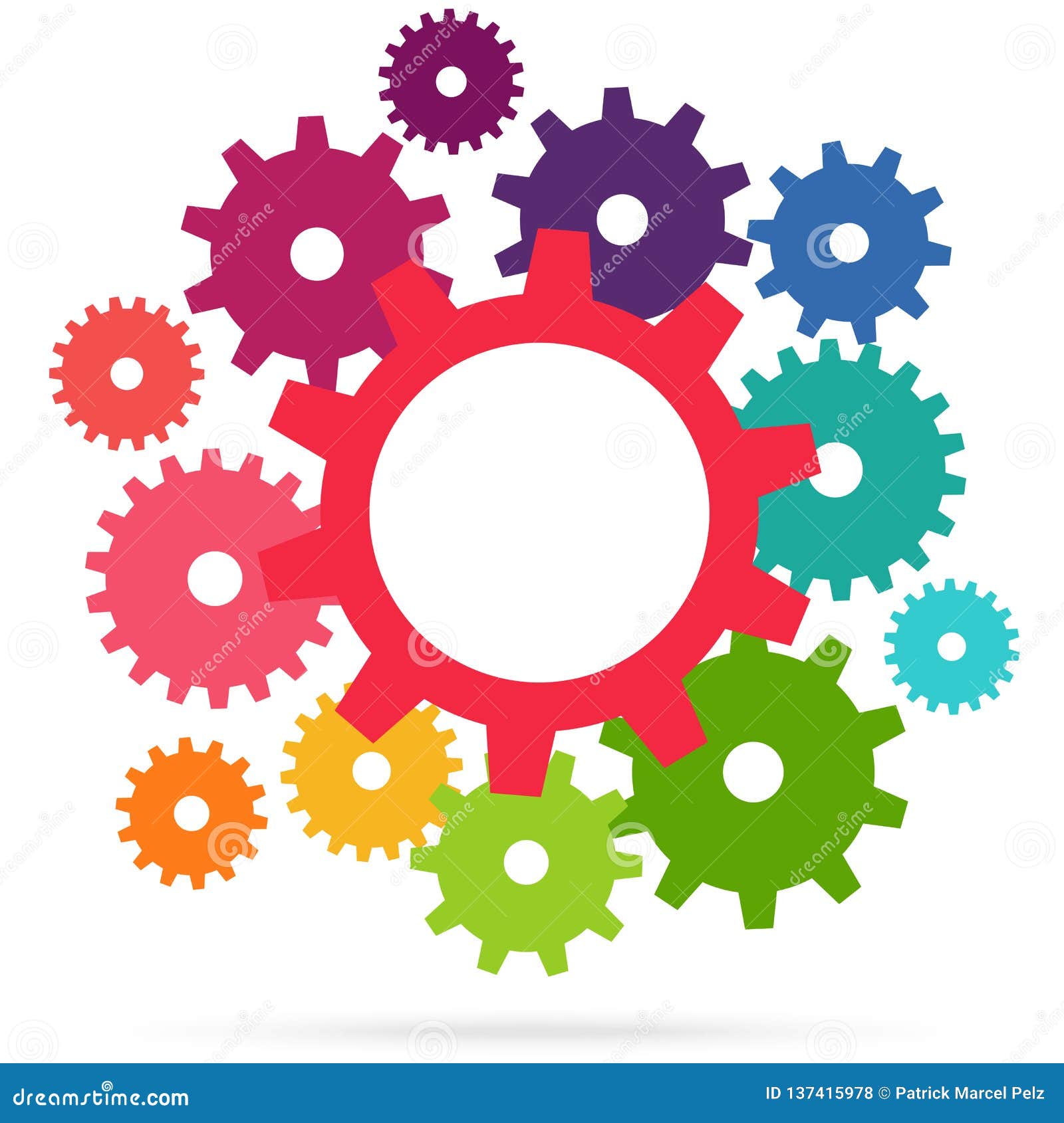 Colored teamwork gears stock vector. Illustration of collaboration ...