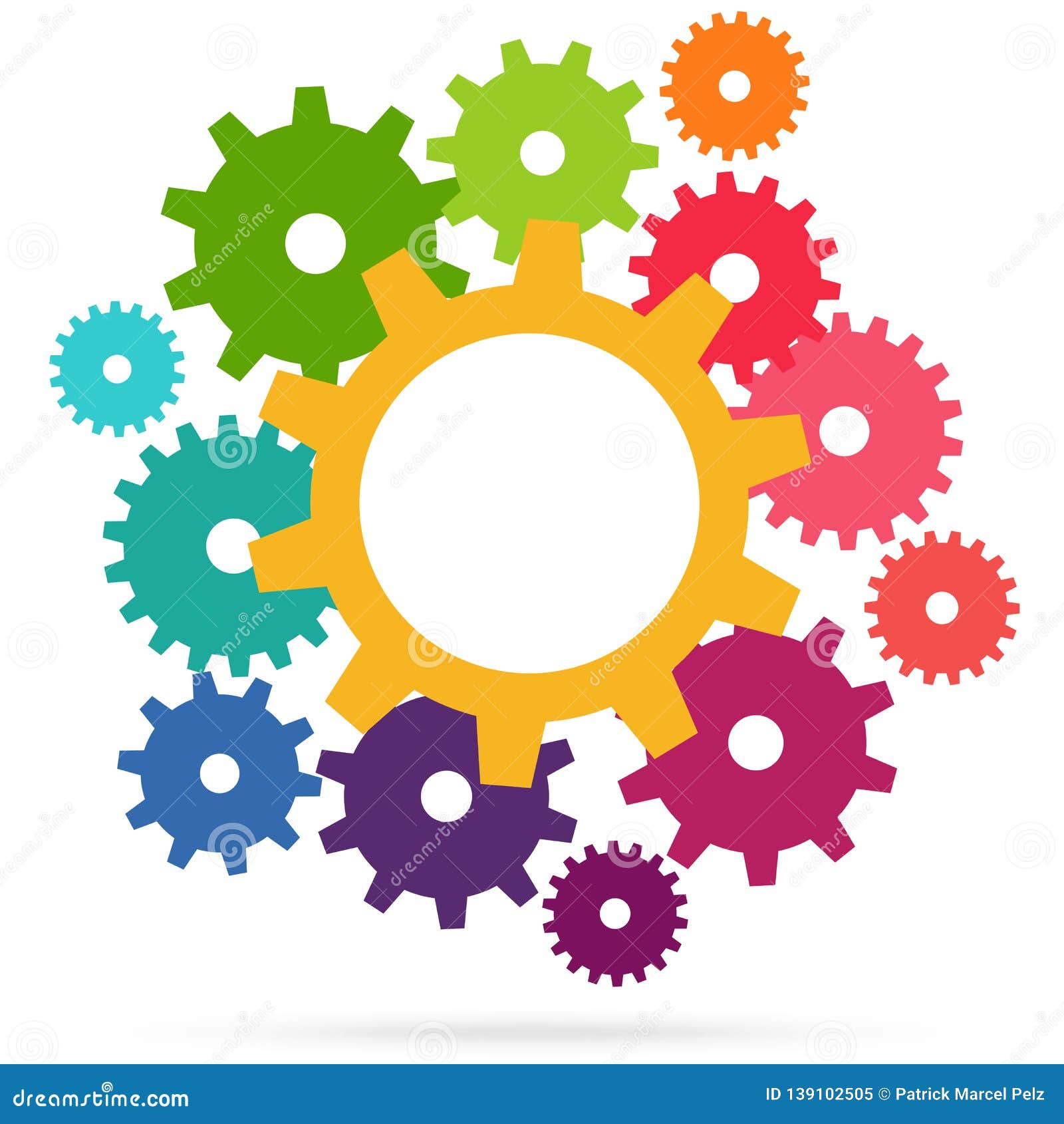 Colored teamwork gears stock vector. Illustration of network - 139102505