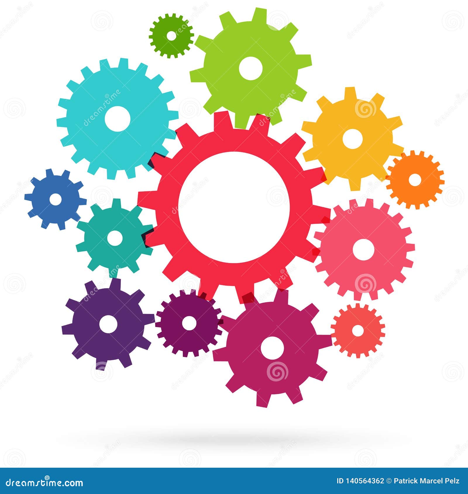 Colored teamwork gears stock vector. Illustration of collaboration ...
