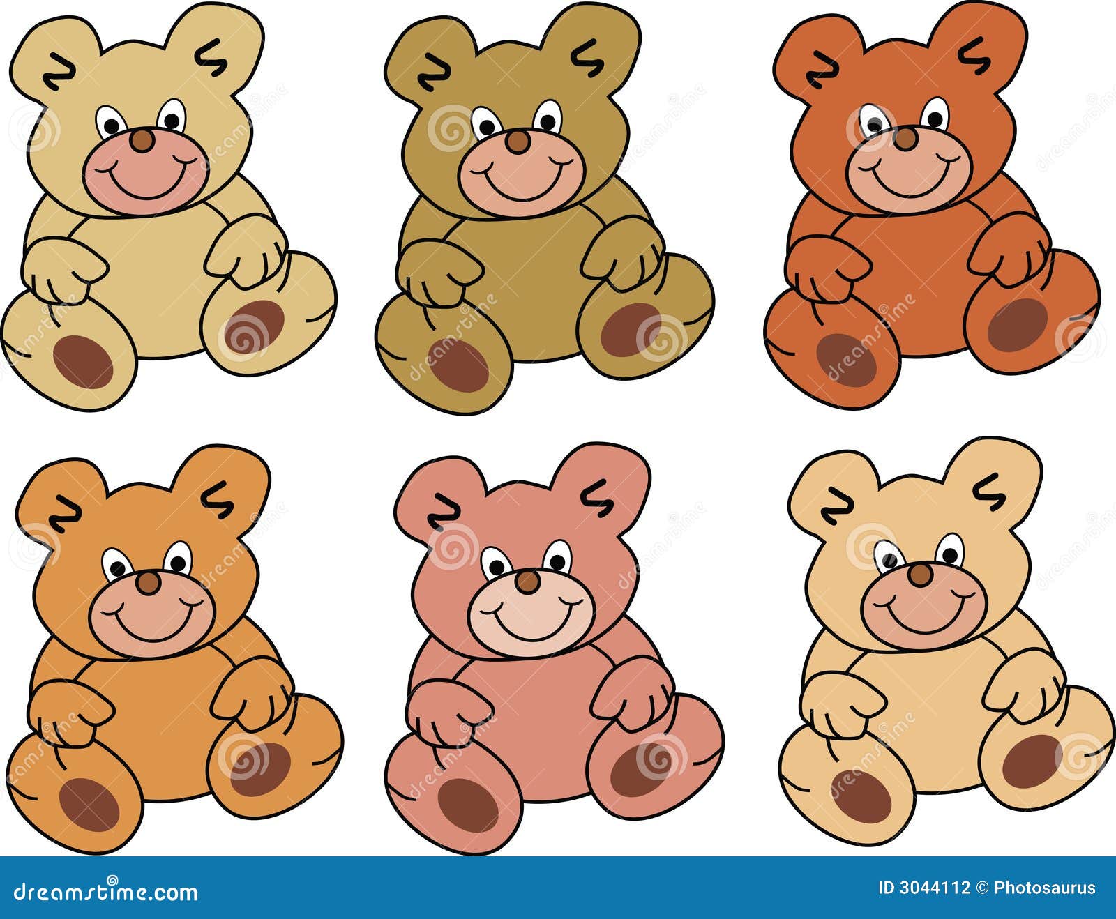 Colored teddybears stock vector. Illustration of childs - 3044112