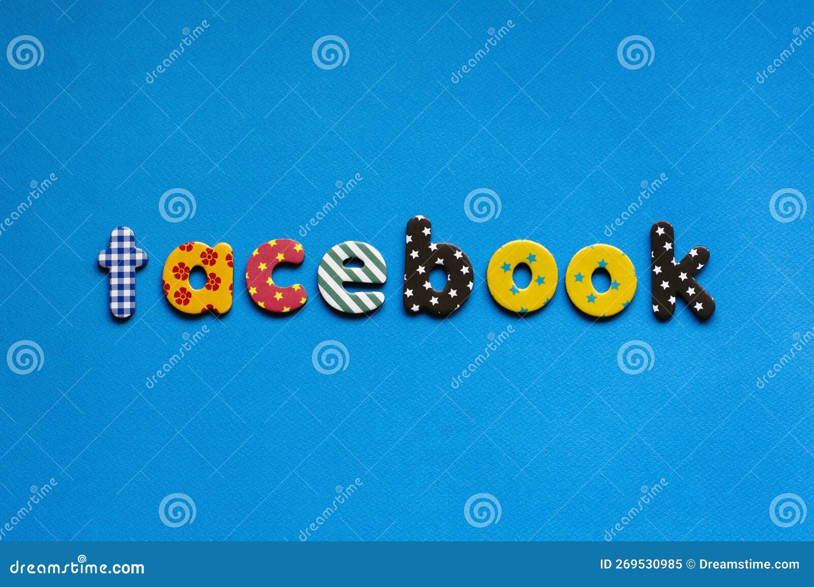 Colored Text Facebook on Blue Paper Background. Stock Image - Image of ...