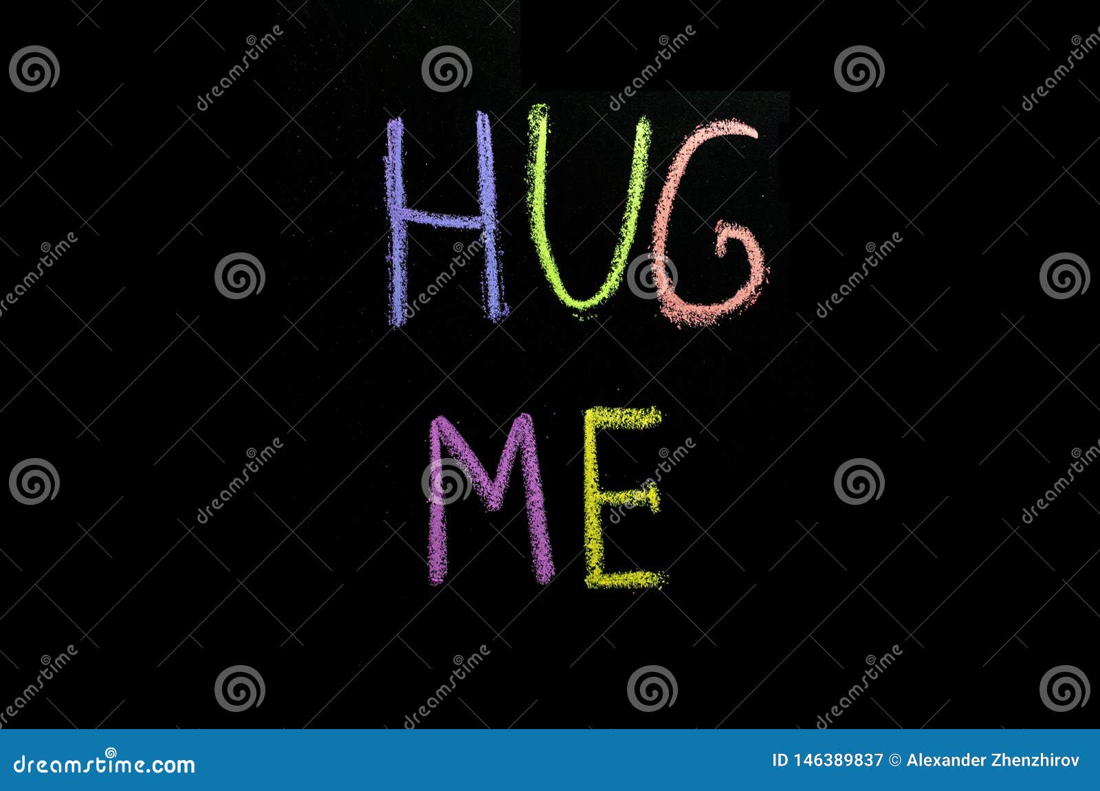 Colored Text Hug Me Drawned on Chalkboard Stock Illustration ...