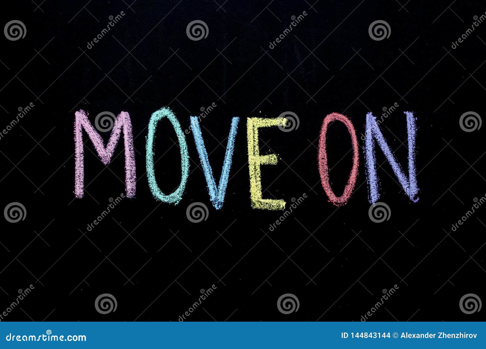 Colored Text `move on` on Chalkboard Stock Photo - Image of goal ...